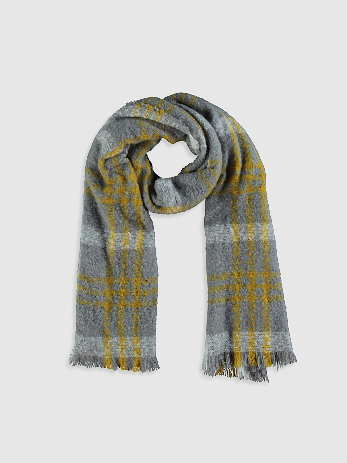 Akrilik Saçaklı Ekose Atkı