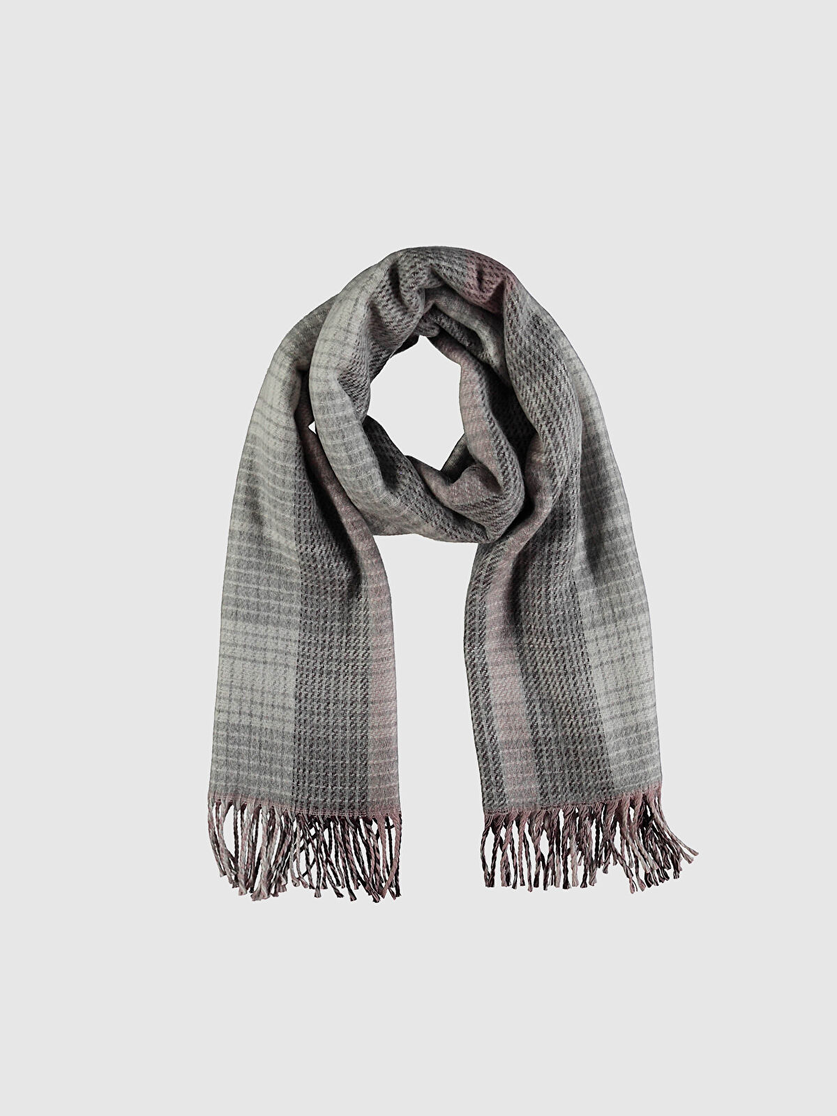 Ekoseli Buklet Saçaklı Atkı