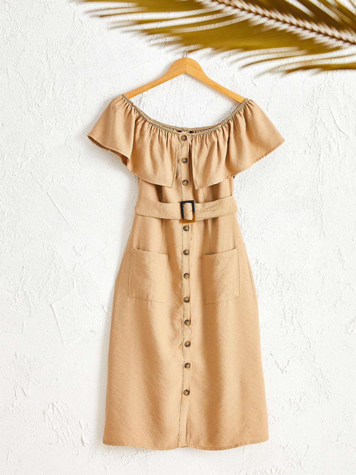 Kemerli Viskon Elbise