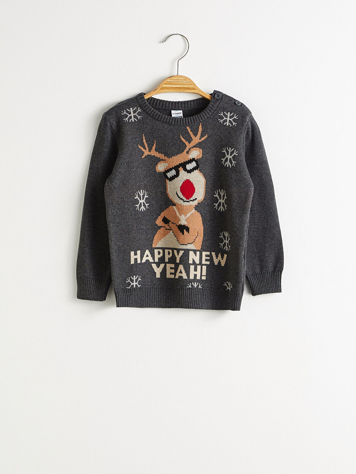 Erkek Bebek Yılbaşı Temalı Triko Kazak