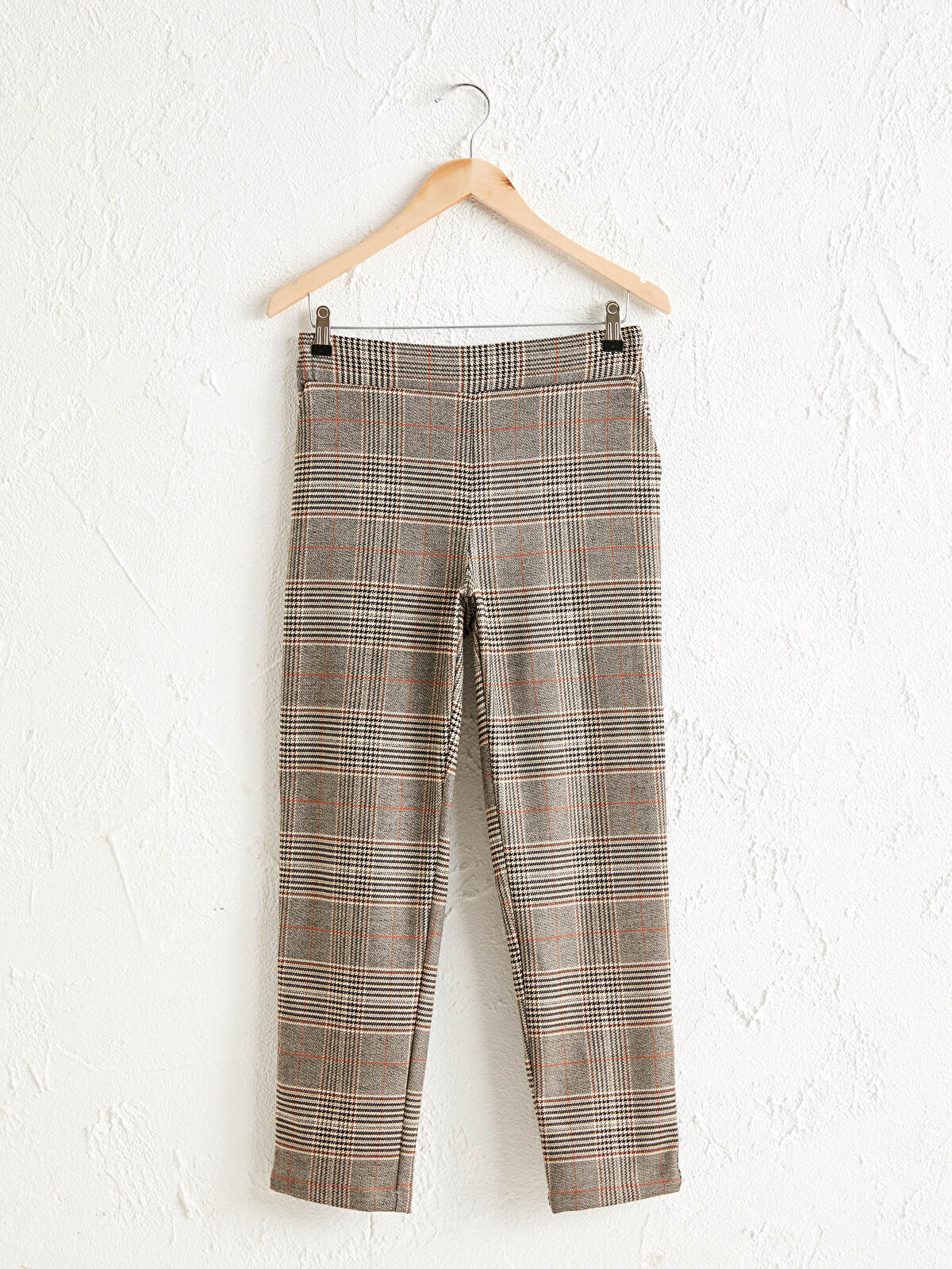 LCW BASIC Mom Fit Kadın Ekose Havuç Pantolon