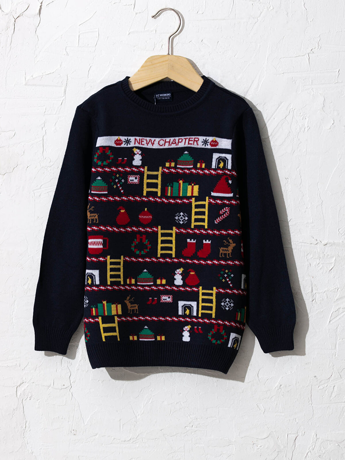 Erkek Çocuk Yılbaşı Temalı İnce Triko Kazak Baba Oğul Kombini