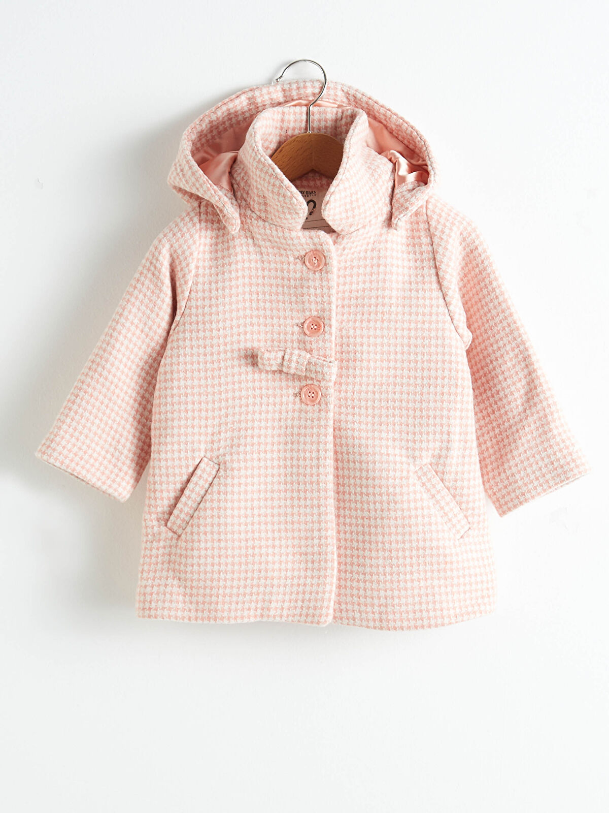 Kız Bebek Kapüşonlu Fermuarlı Kalın Kaban