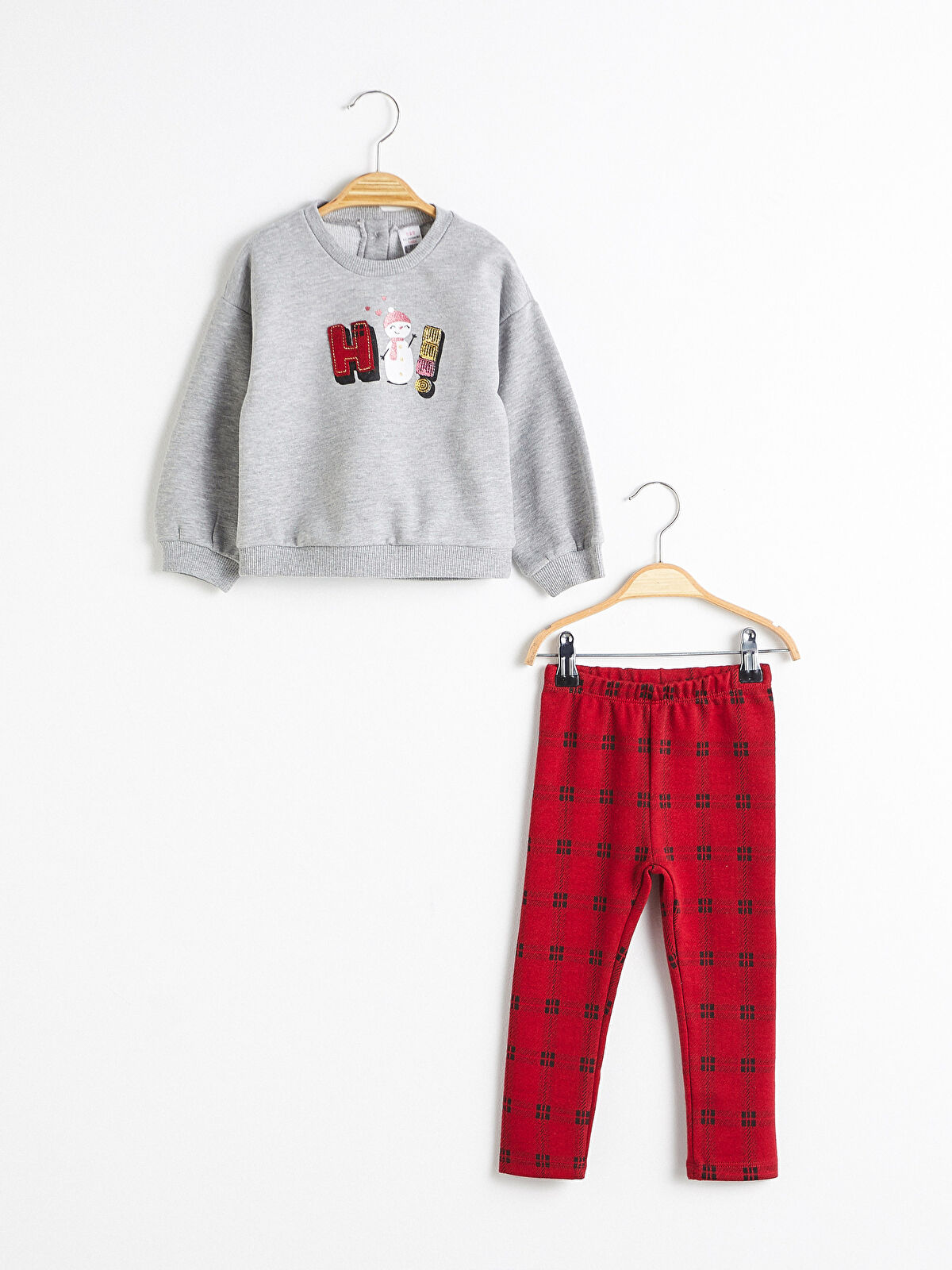 Kız Bebek Yılbaşı Temalı Sweatshirt ve Tayt Takım