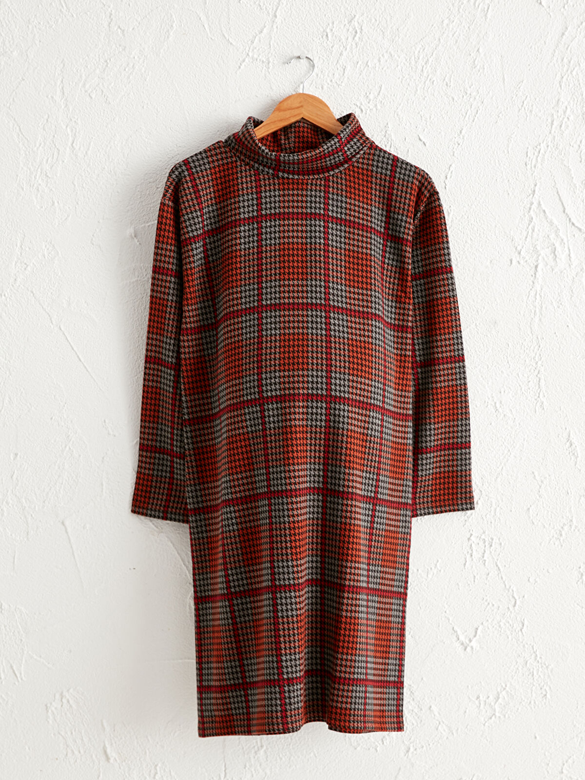 Kaz Ayağı Desenli Elbise