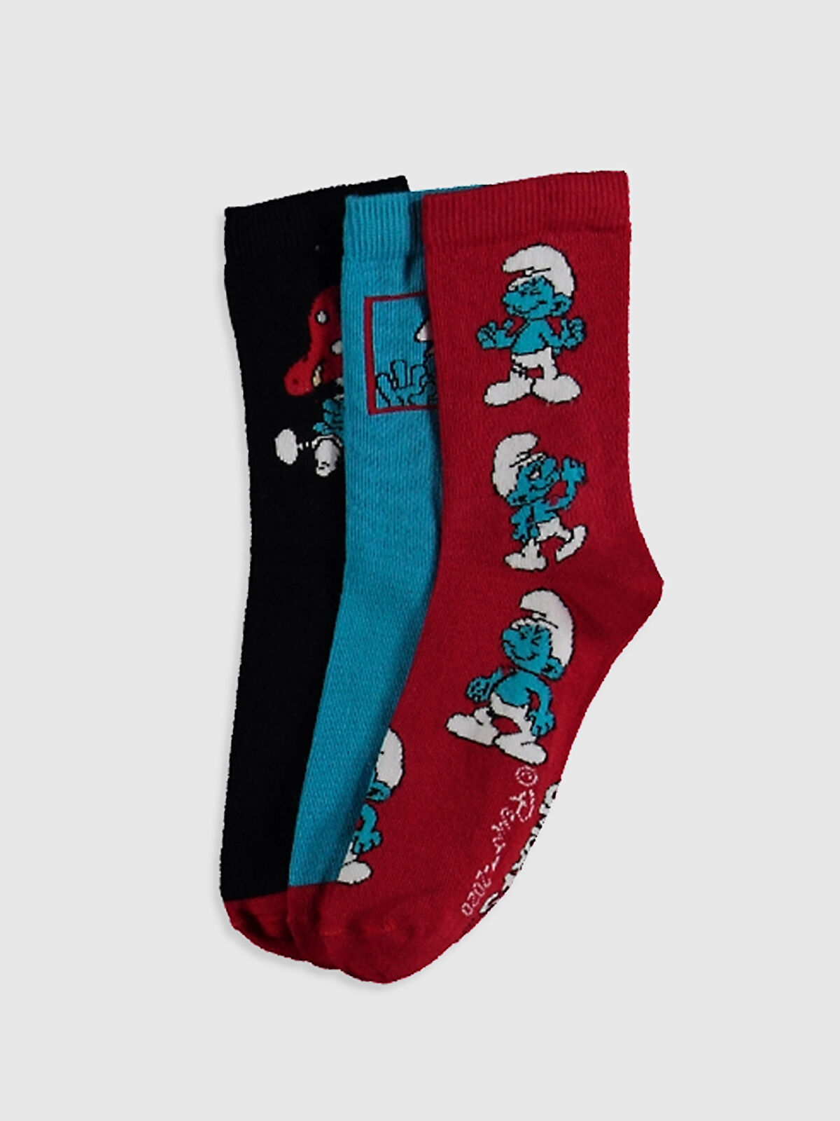 Erkek Çocuk Şirinler Desenli Soket Çorap 3'lü