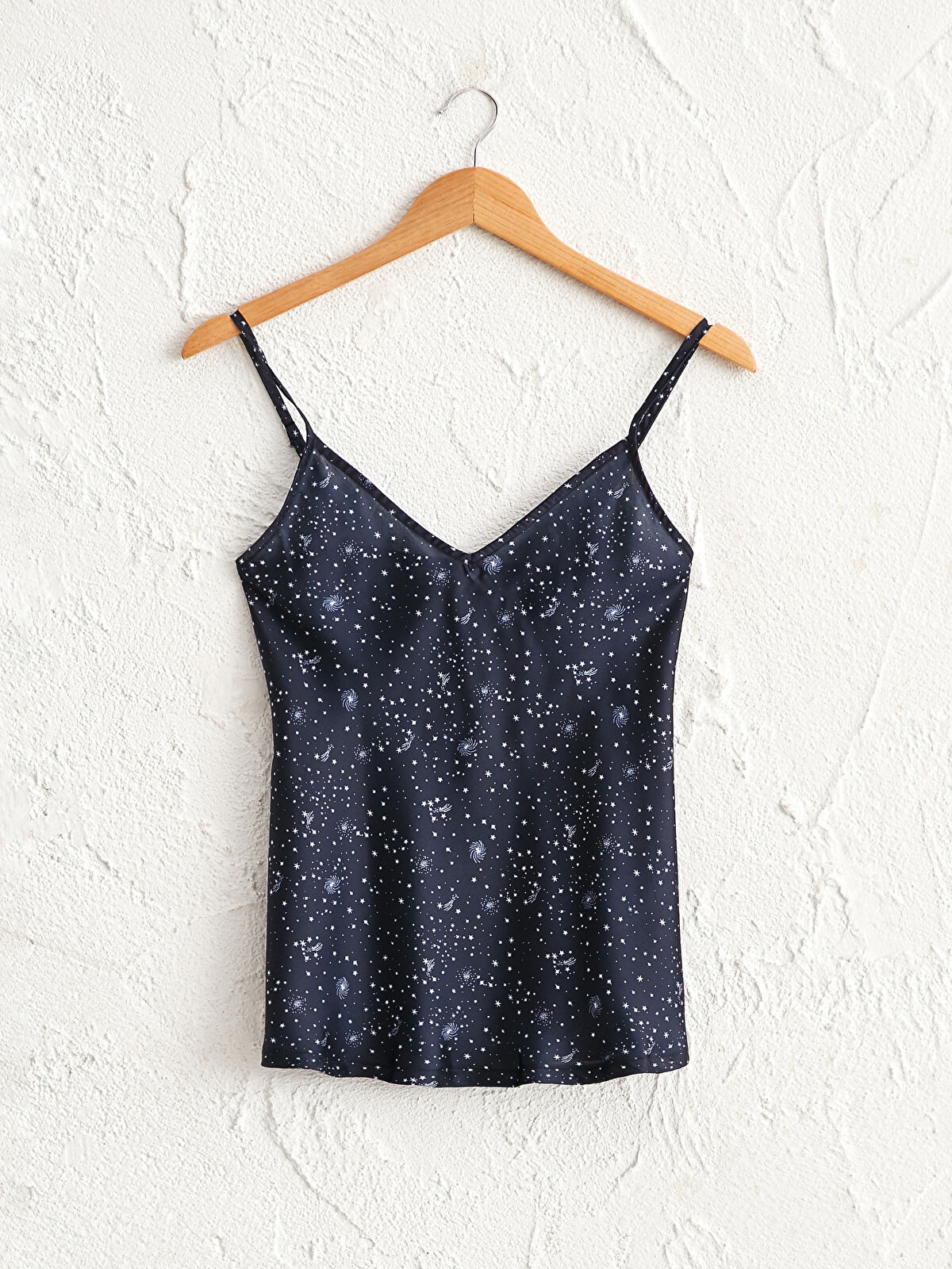 V Yaka Saten Pijama Üstü