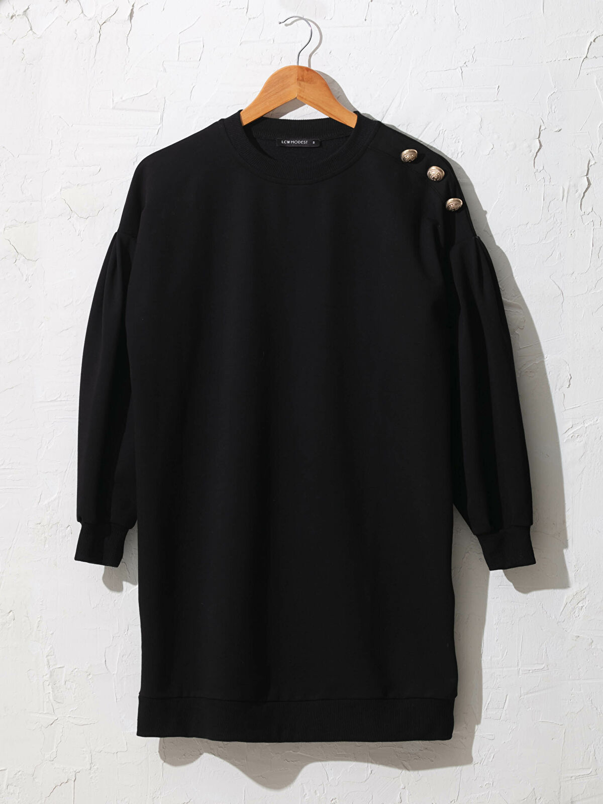 Tek Omuzu Düğme Detaylı Sweatshirt