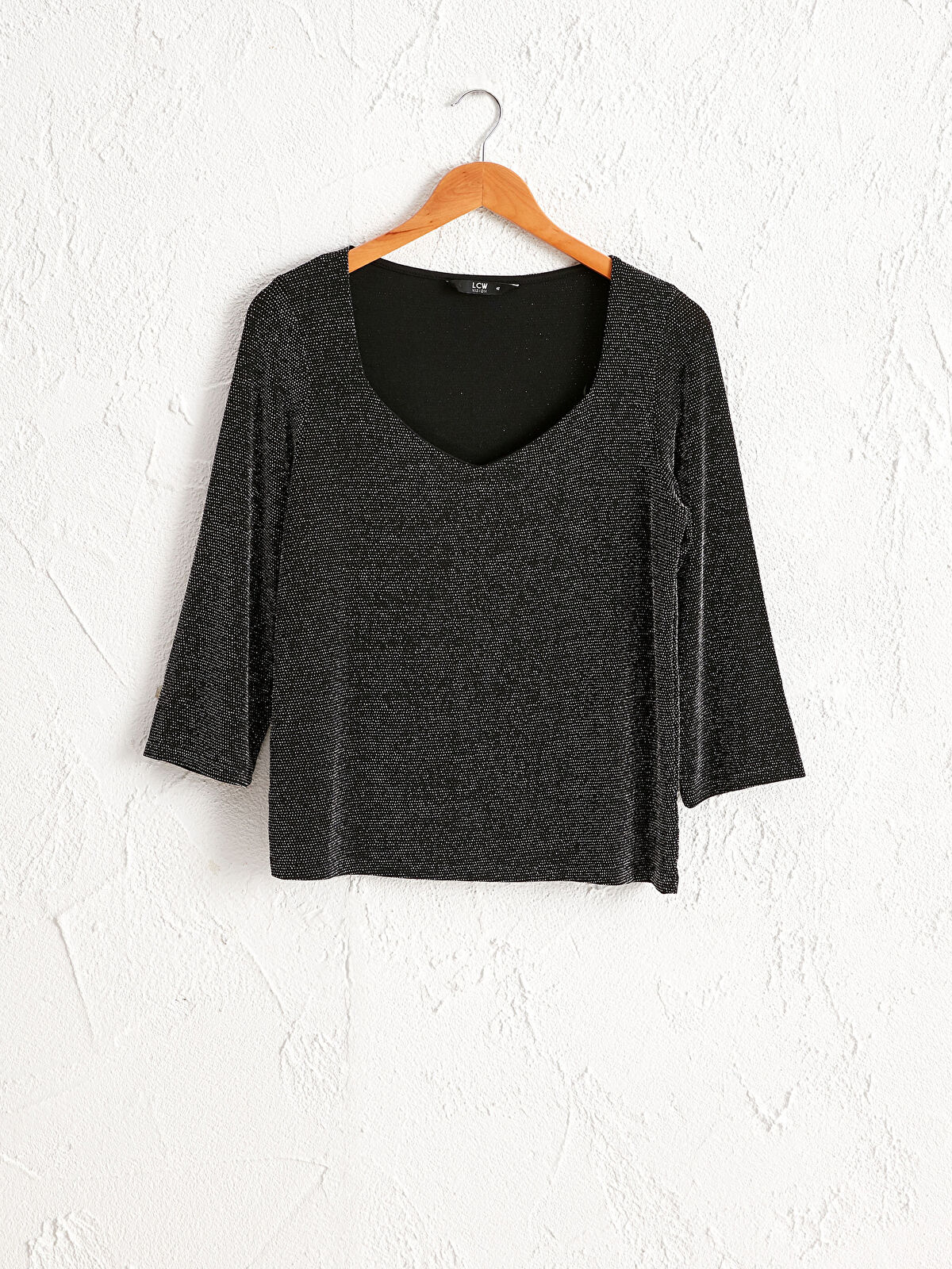 LCW VISION Kısa Kollu Kadın Işıltılı Esnek Bluz