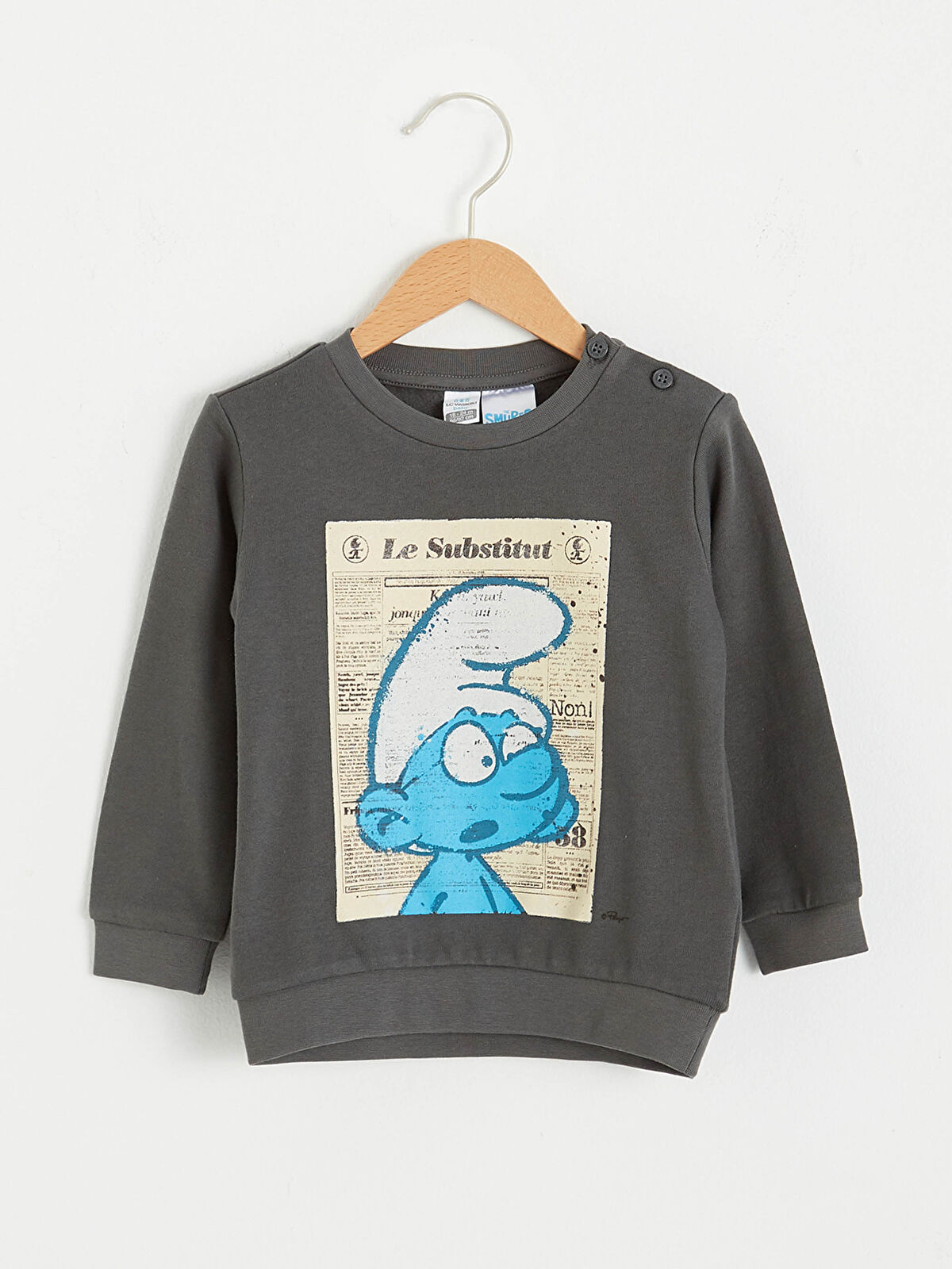 Erkek Bebek Şirinler Baskılı Sweatshirt
