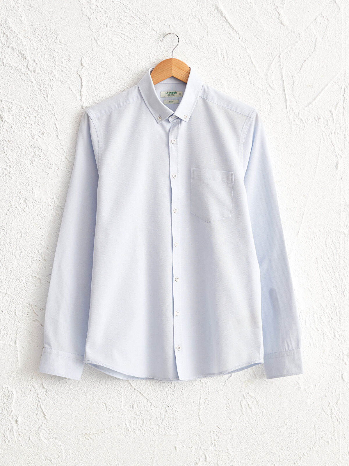 LCW GREEN Doğa Dostu Slim Fit Uzun Kollu Poplin Gömlek