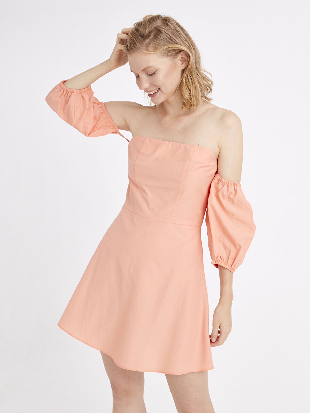 Karpuz Kol Poplin Elbise