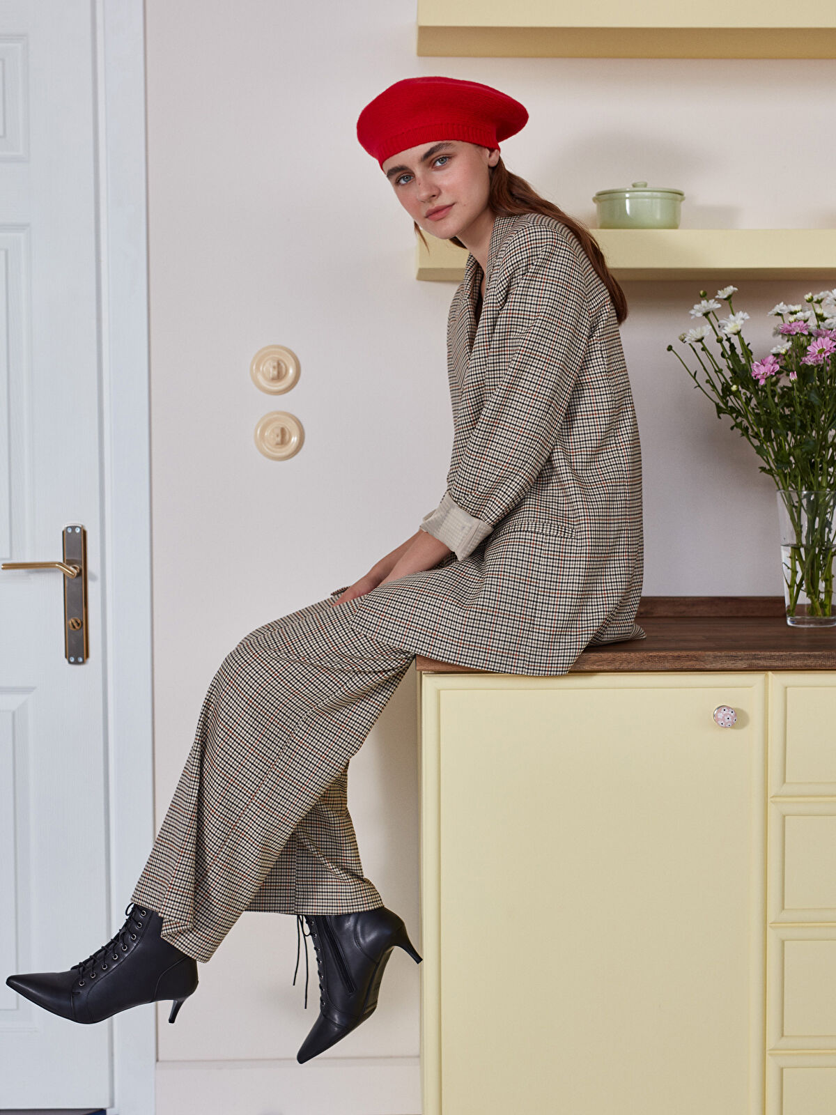 Çizgili Esnek Pantolon