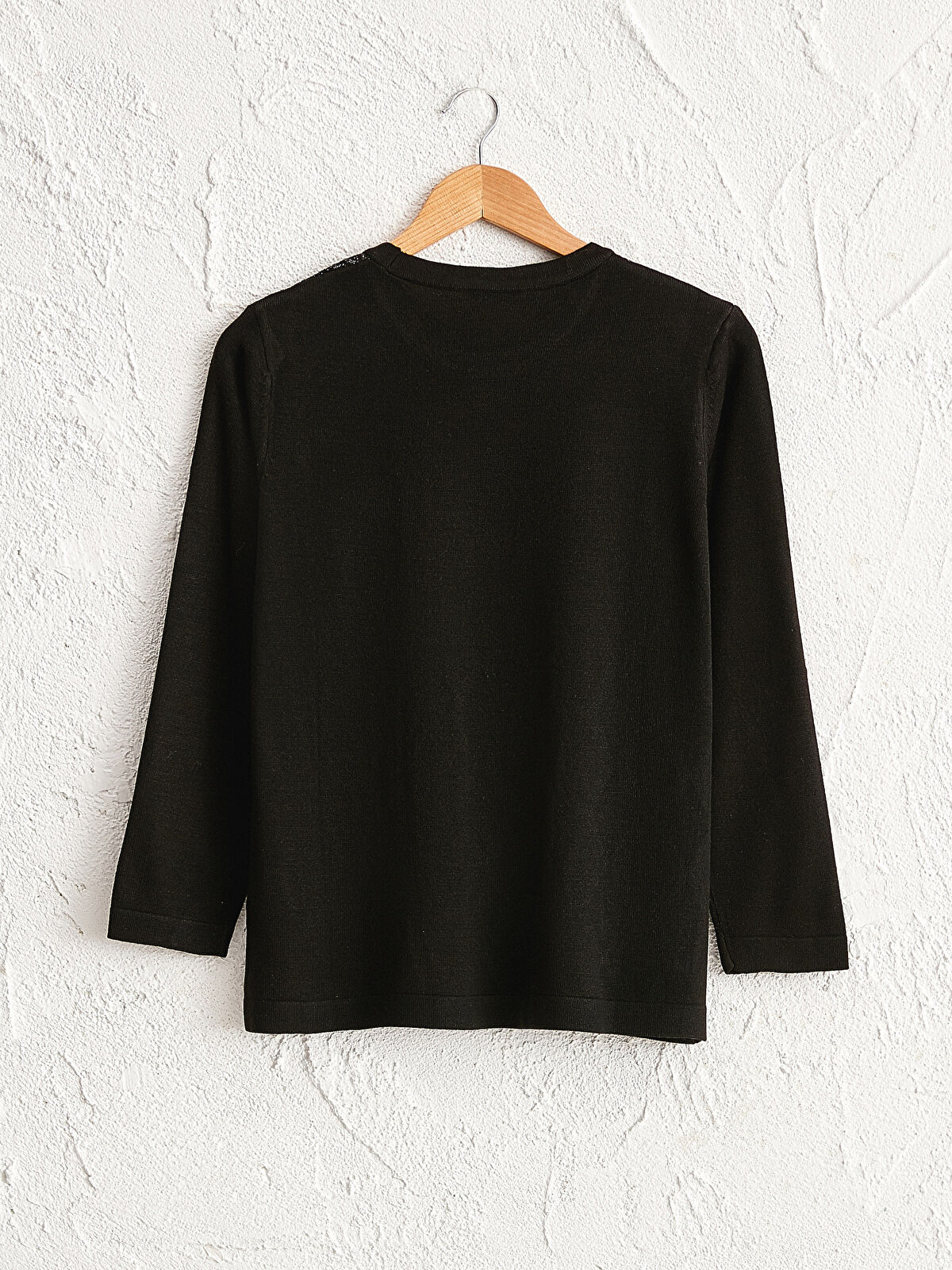 Bisiklet Yaka Baklava Desenli İnce Kazak