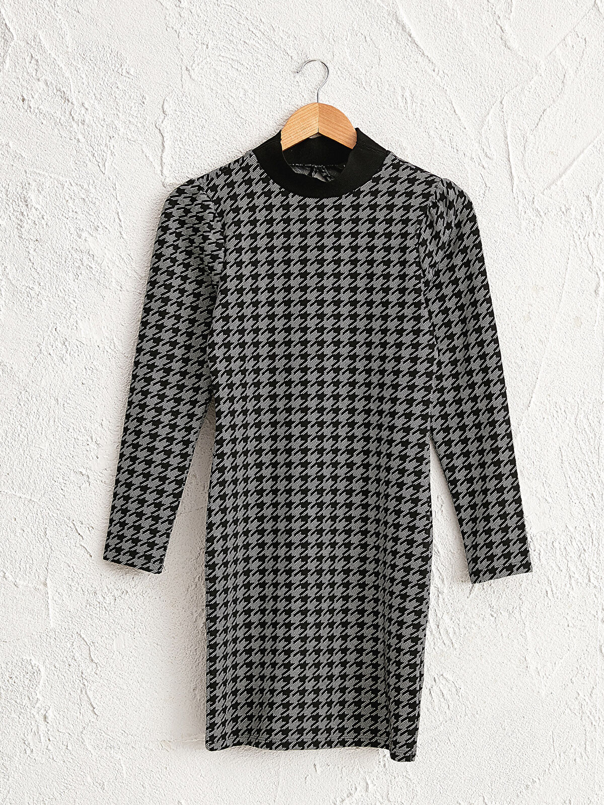 Kaz Ayağı Desenli Elbise