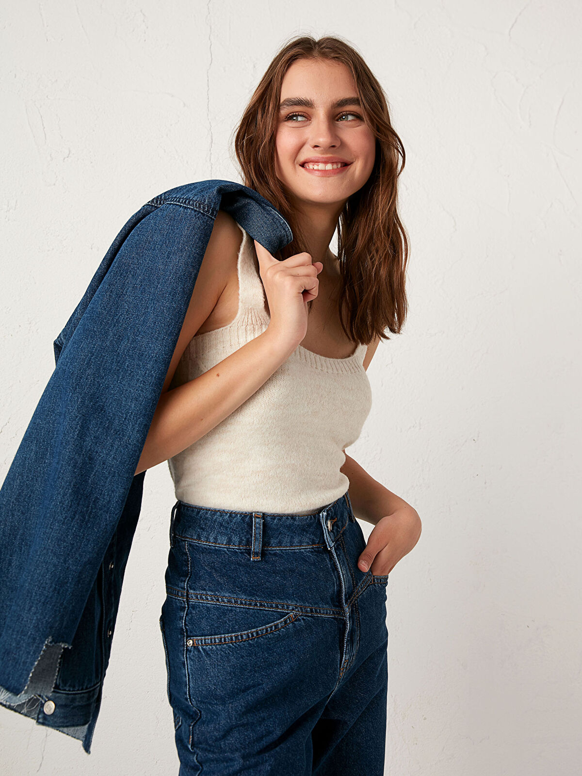 LCW GREEN Crop Triko Bluz LCW GREEN Crop Triko Bluz