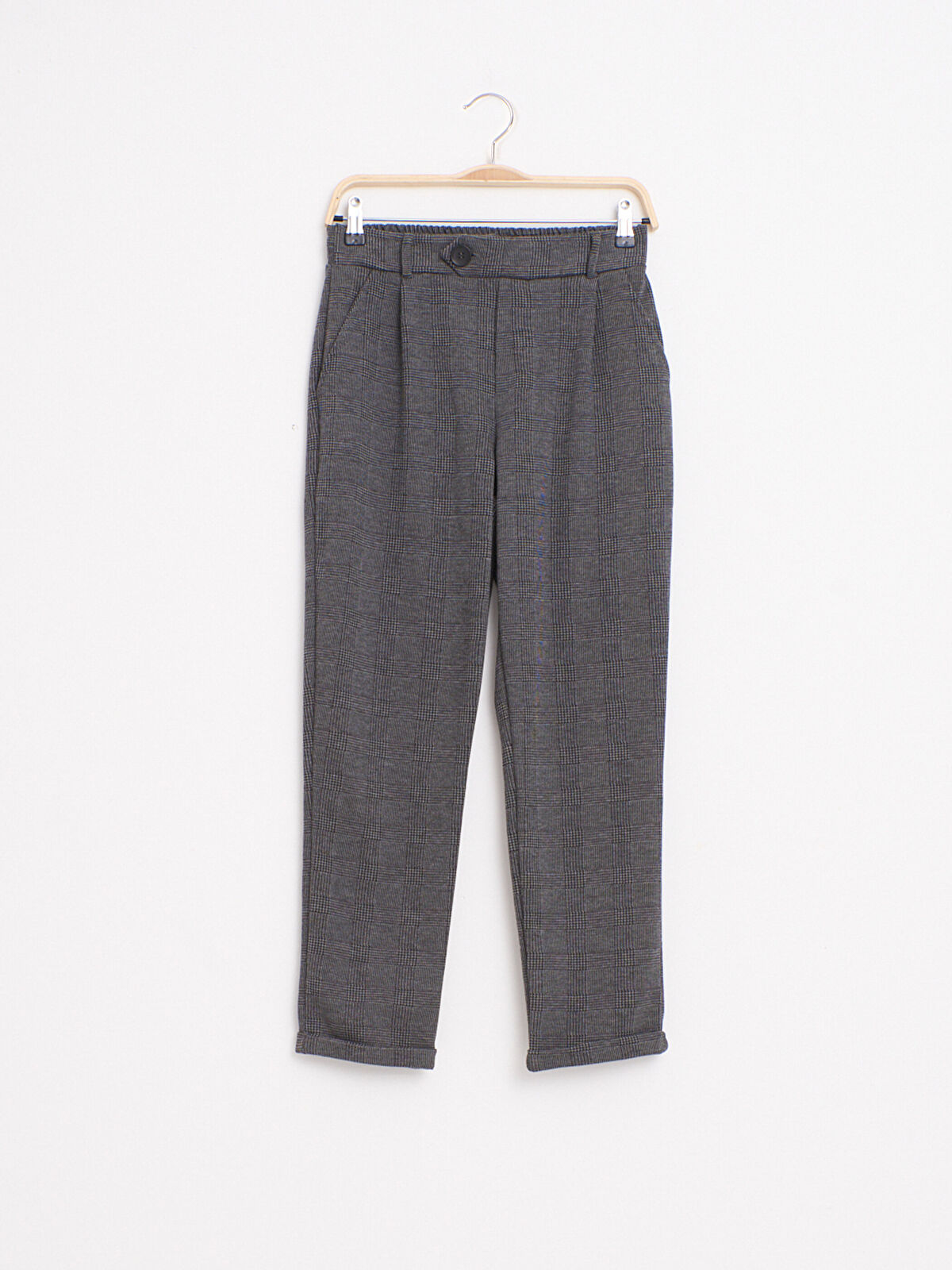 Bilek Boy Ekose Havuç Pantolon