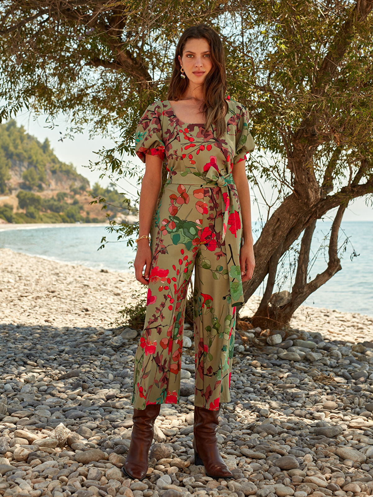 Oopscool Çiçek Desenli Pantolon