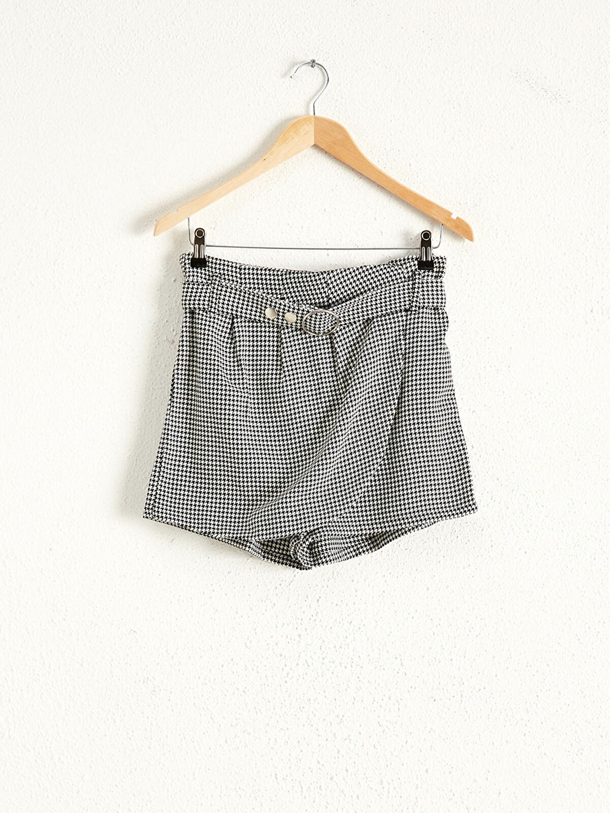 Kaz Ayağı Desenli Şort Etek