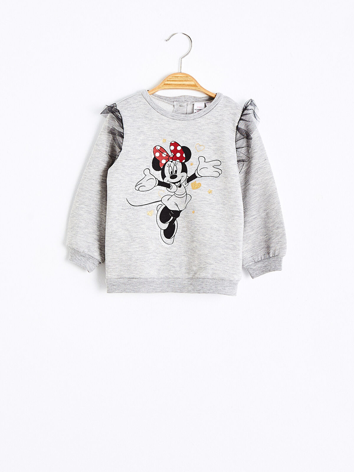 Kız Bebek Mickey ve Minnie Mouse Baskılı Sweatshirt