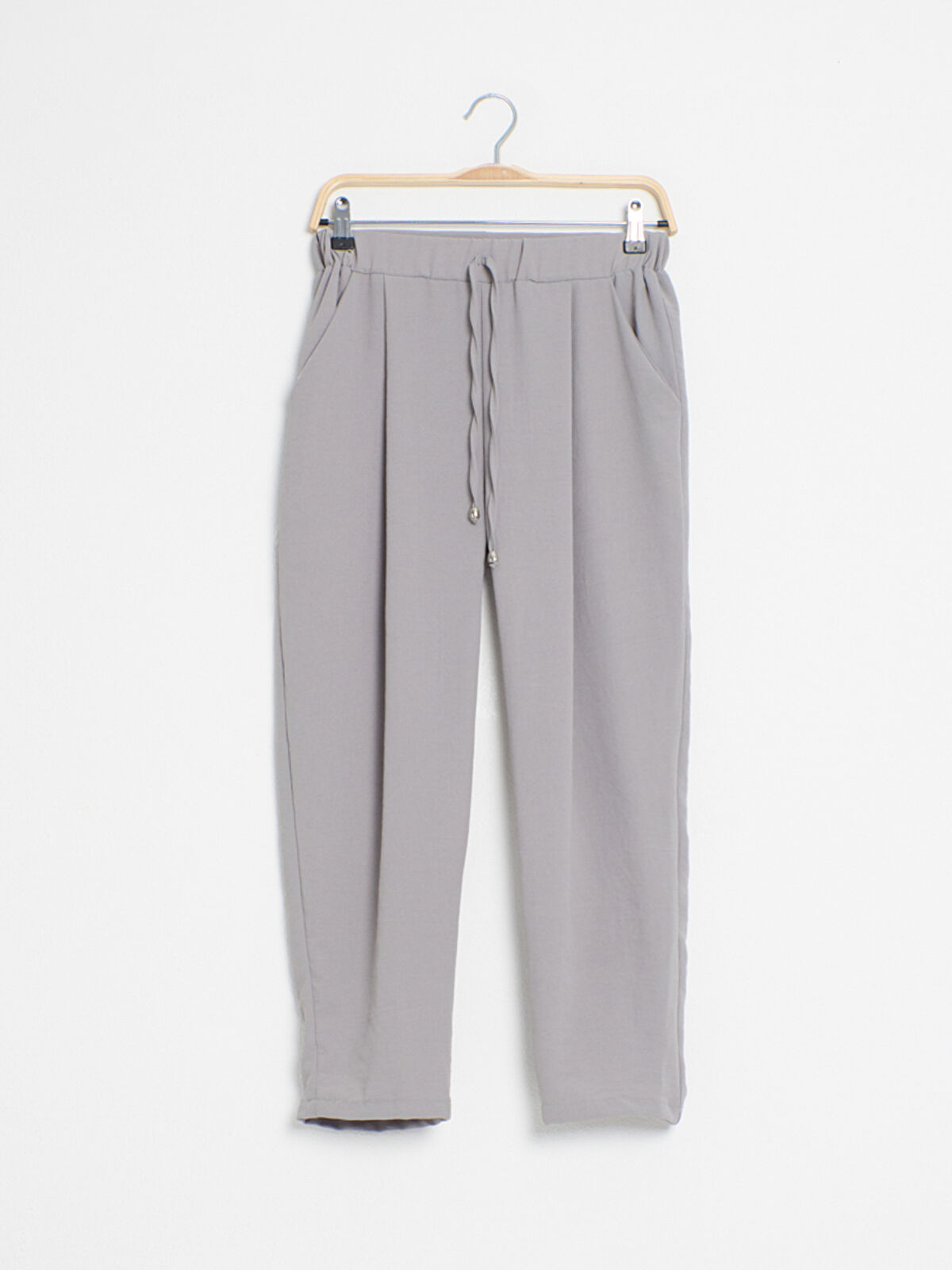 Beli Lastikli İnce Düz Pantolon