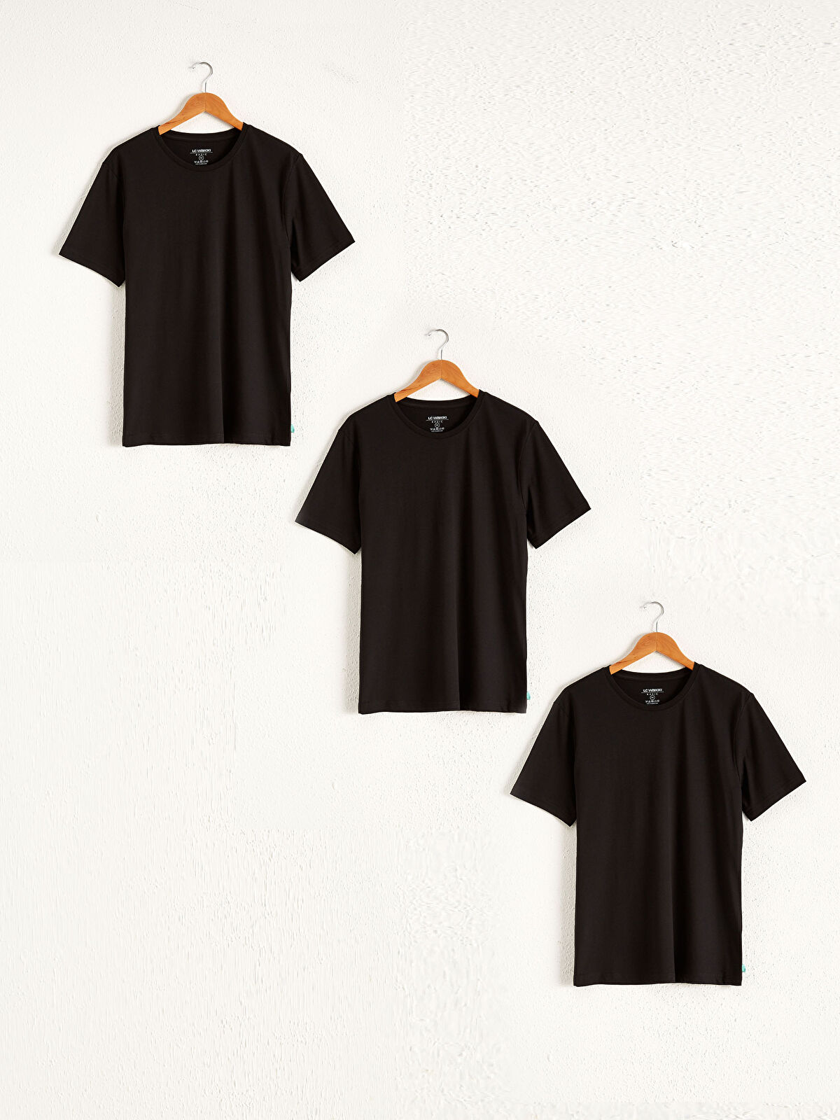 Rahat Kalıp Bisiklet Yaka Basic Tişört 3'lü