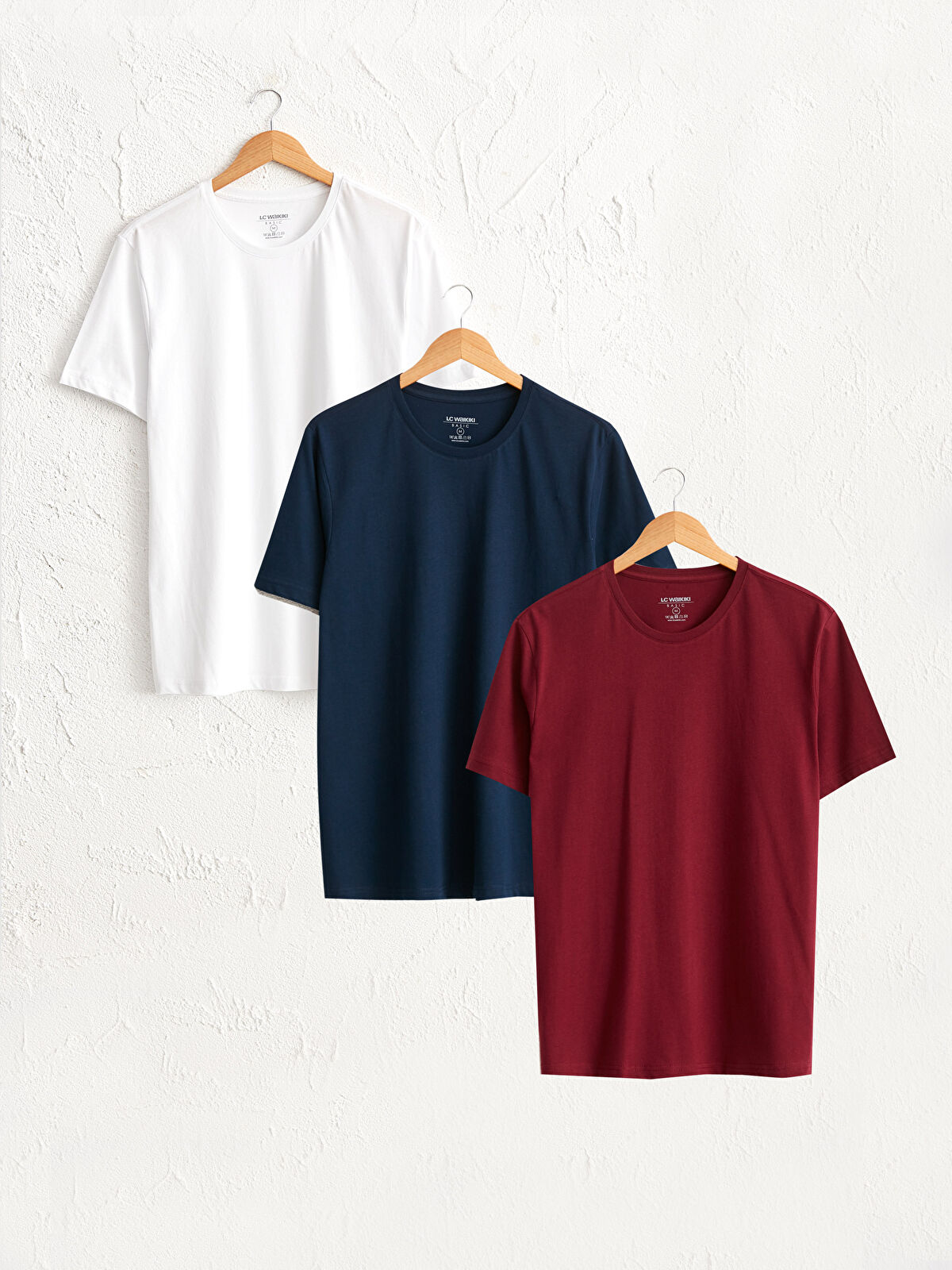 Rahat Kalıp Bisiklet Yaka Basic Tişört 3'lü