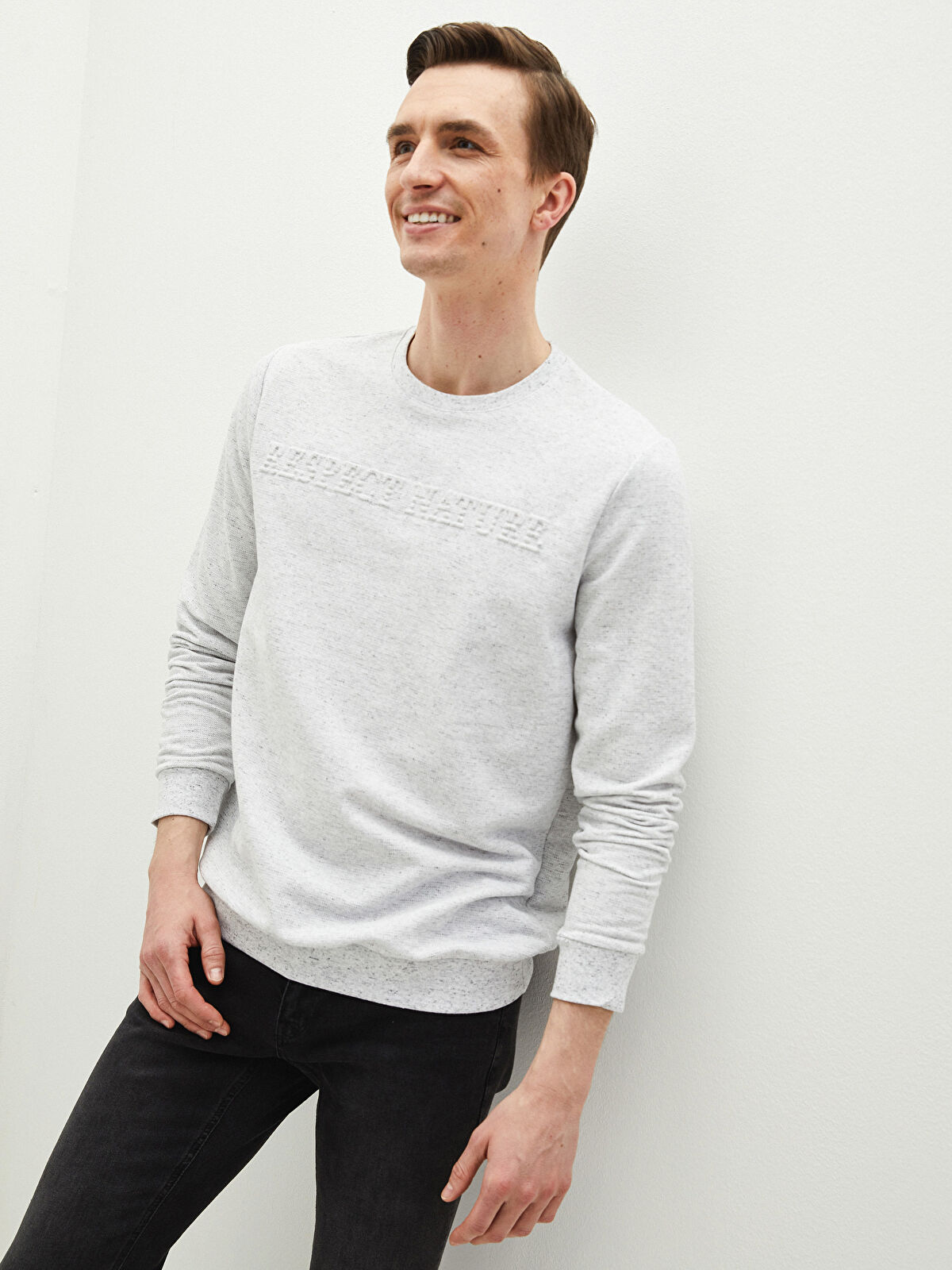 LCW GREEN Bisiklet Yaka Uzun Kollu Baskılı Erkek Sweatshirt