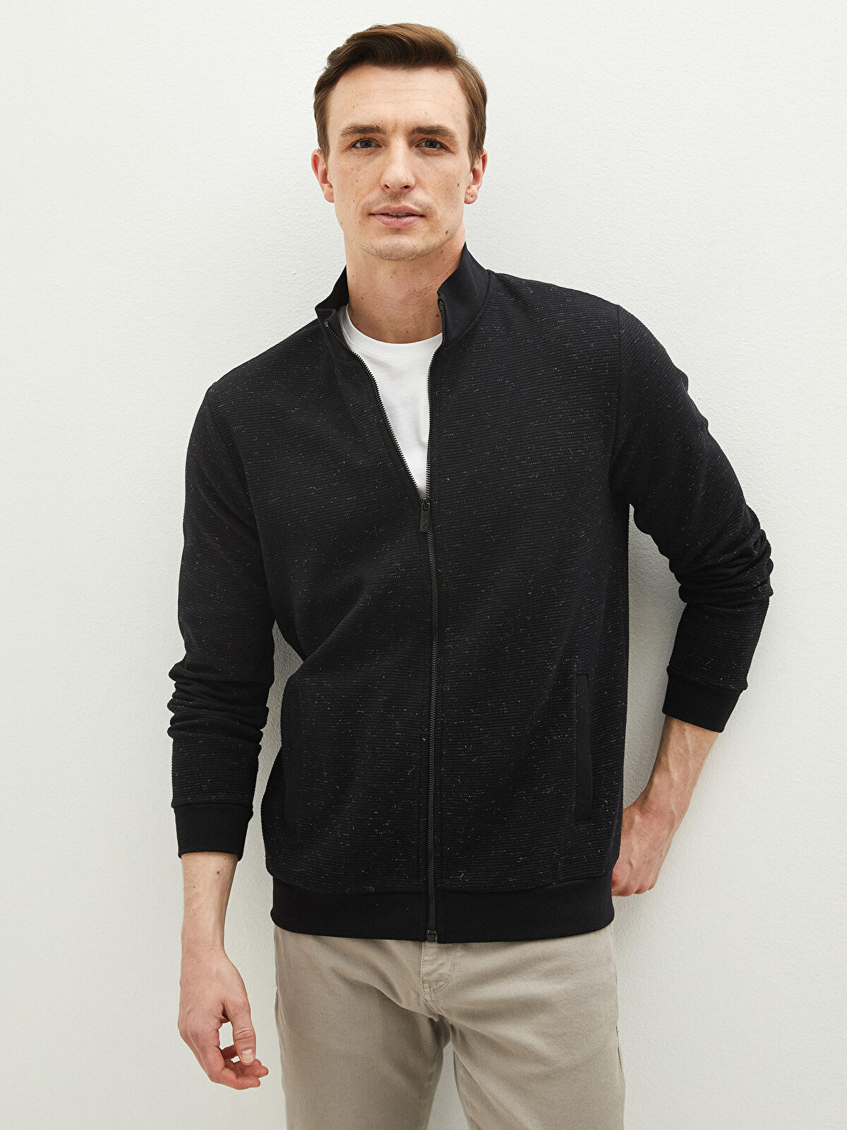 LCW GREEN Rahat Kalıp Dik Yaka Hırka