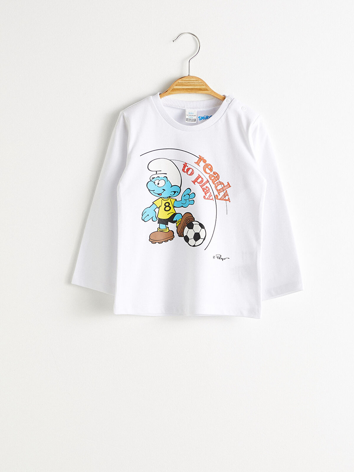 Erkek Bebek Şirinler Baskılı Tişört