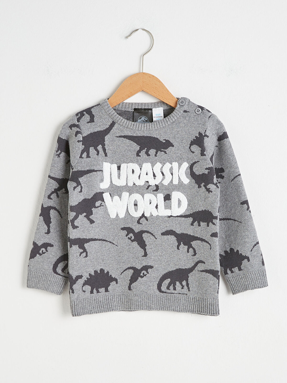 Erkek Bebek Jurassic World Desenli Triko Kazak