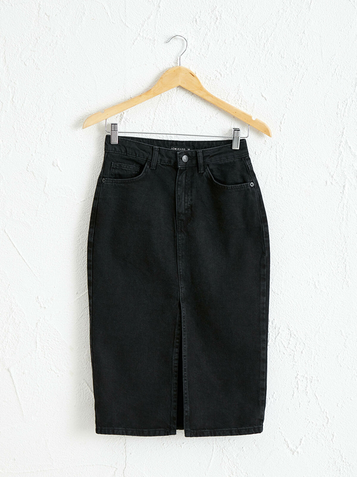 Standart Fit Yırtmaçlı Kadın Jean Etek