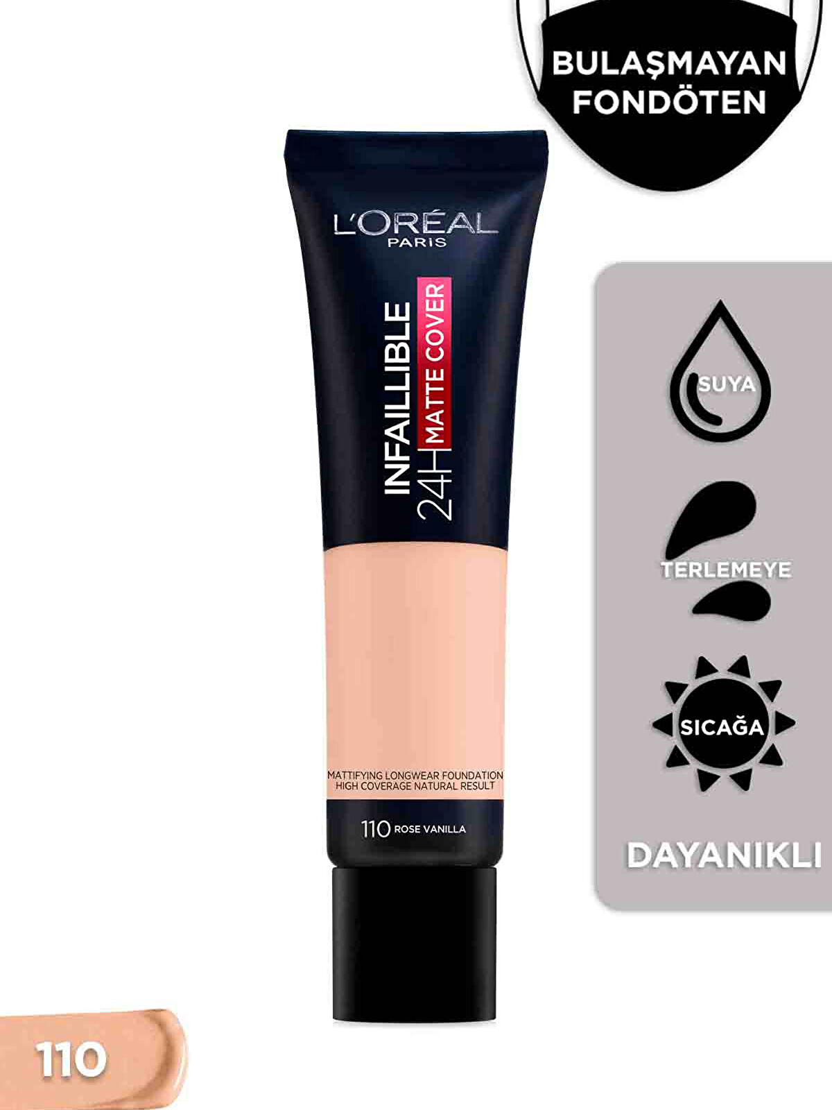 L'Oréal Paris Infaillible 24H Matte Cover Yüksek Kapatıcı Fondöten - 110 Rose Vanilla L'Oréal Paris Infaillible 24H Matte Cover Yüksek Kapatıcı Fondöten - 110 Rose Vanilla
