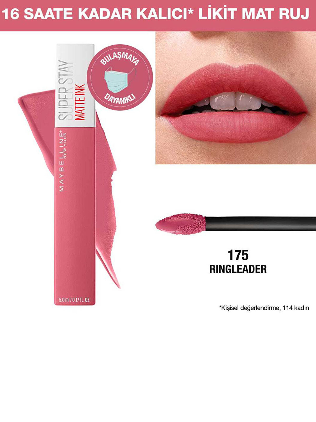 Maybelline New York Super Stay Matte Ink Likit Mat Ruj - 175 Ringleader Pembe Maybelline New York Super Stay Matte Ink Likit Mat Ruj - 175 Ringleader Pembe