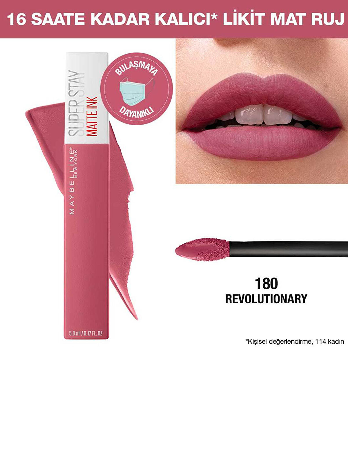 Maybelline New York Super Stay Matte Ink Likit Mat Ruj - 180 Revolutionary - Pembe Maybelline New York Super Stay Matte Ink Likit Mat Ruj - 180 Revolutionary - Pembe