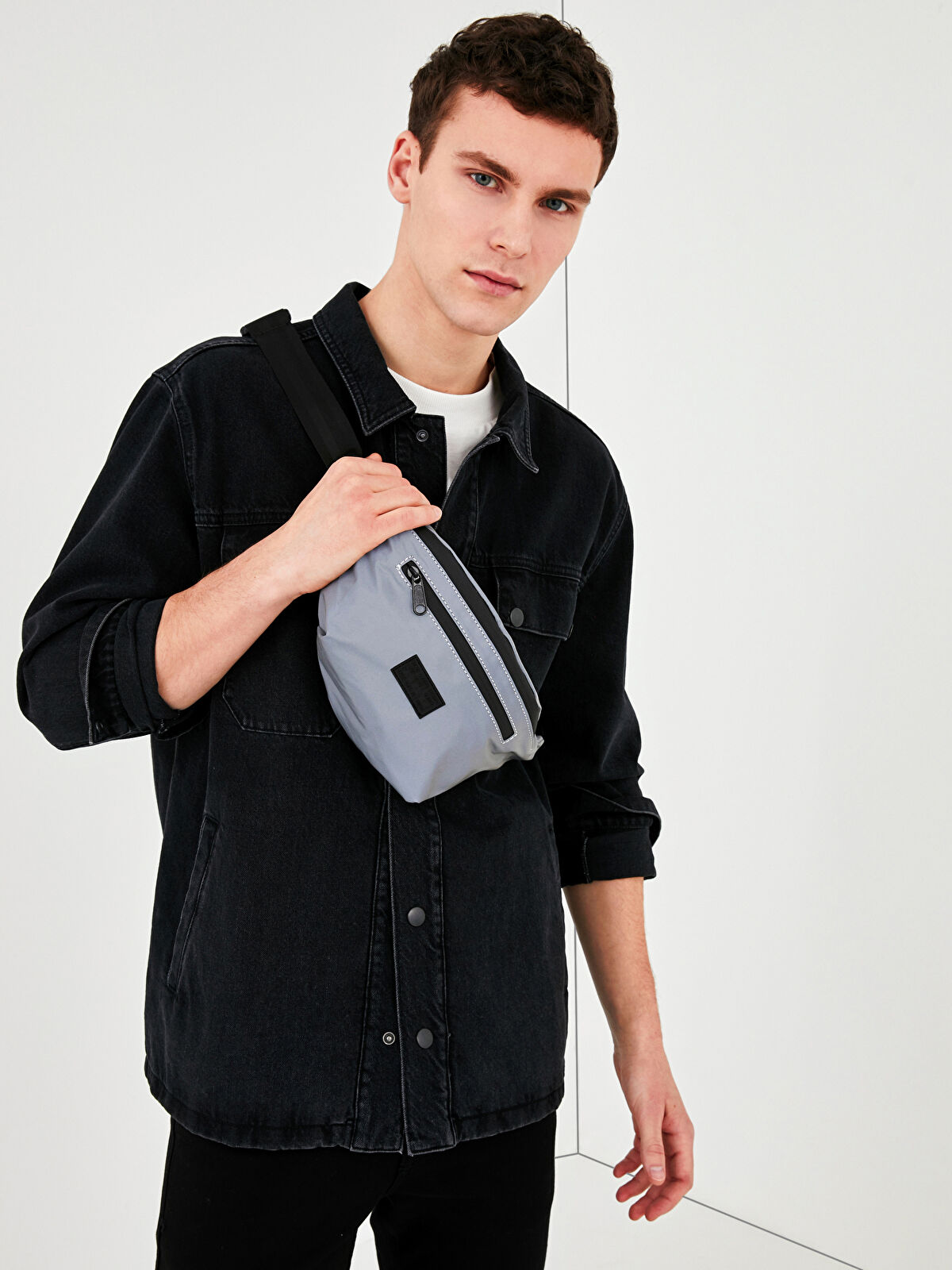 Etiket Baskılı Reflektör Çapraz Omuz Çantası