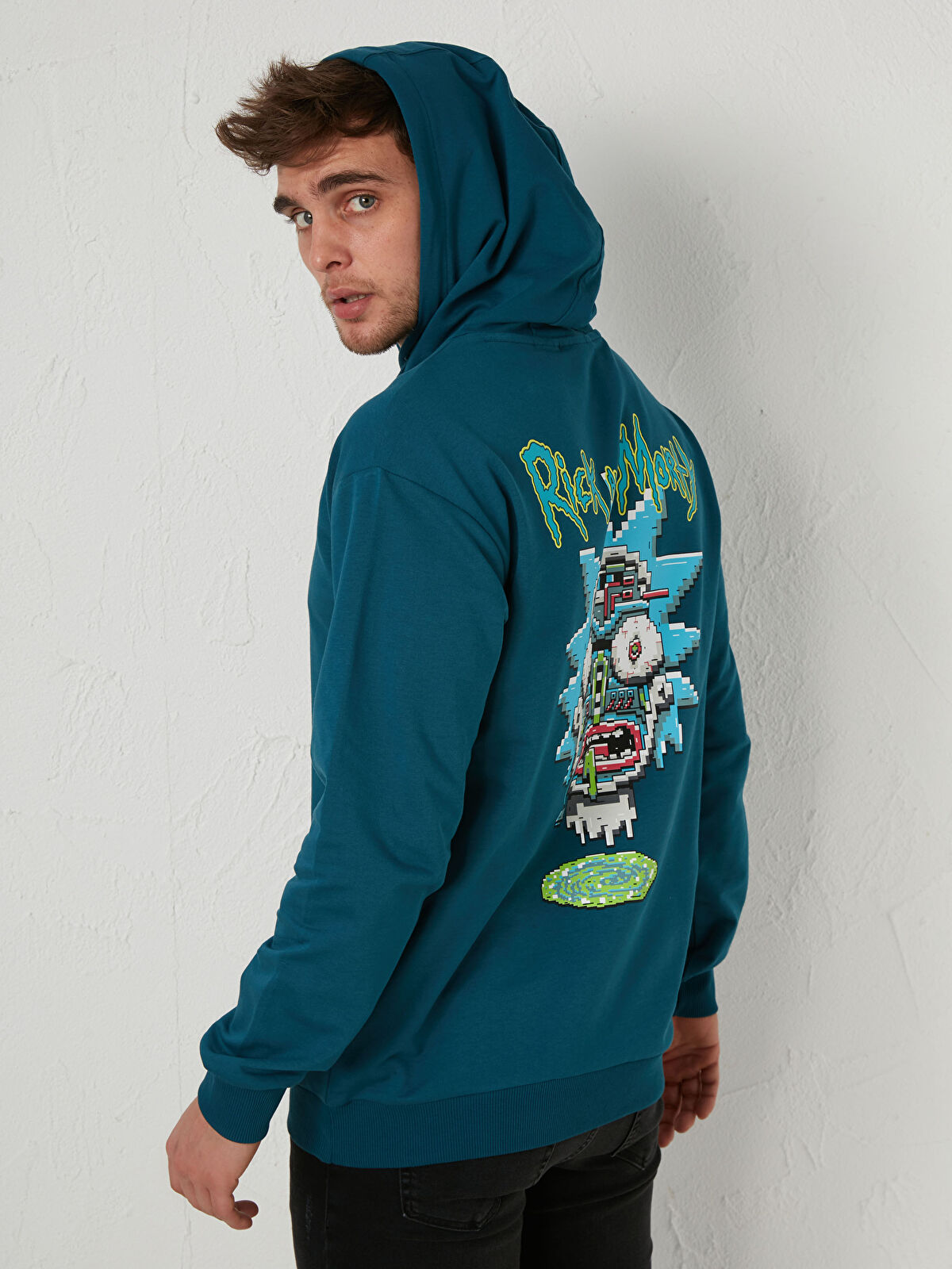 Kapüşonlu Ricky ve Morty Baskılı Kalın Sweatshirt Kapüşonlu Ricky ve Morty Baskılı Kalın Sweatshirt
