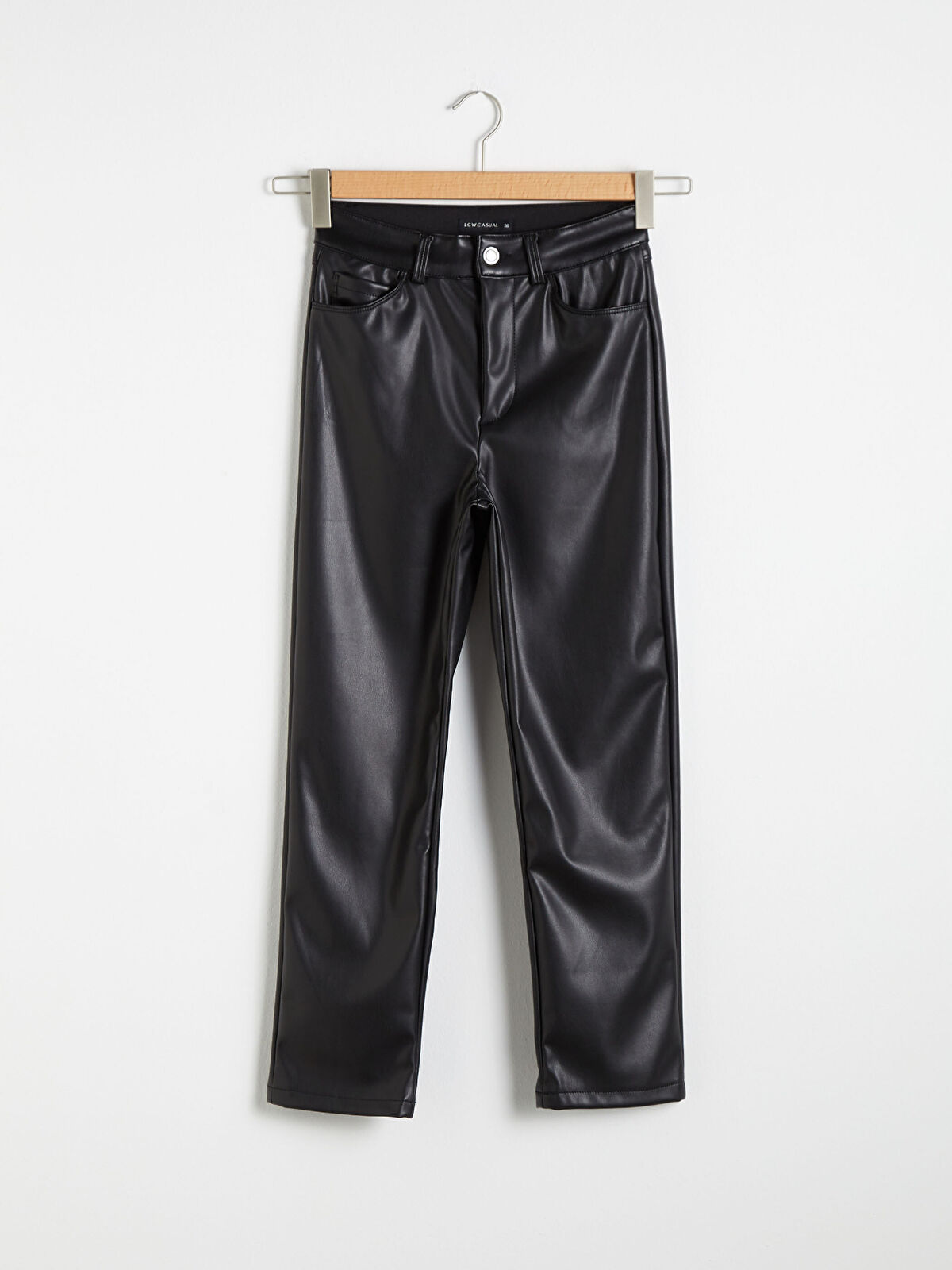 Deri Görünümlü Bilek Boy Pantolon