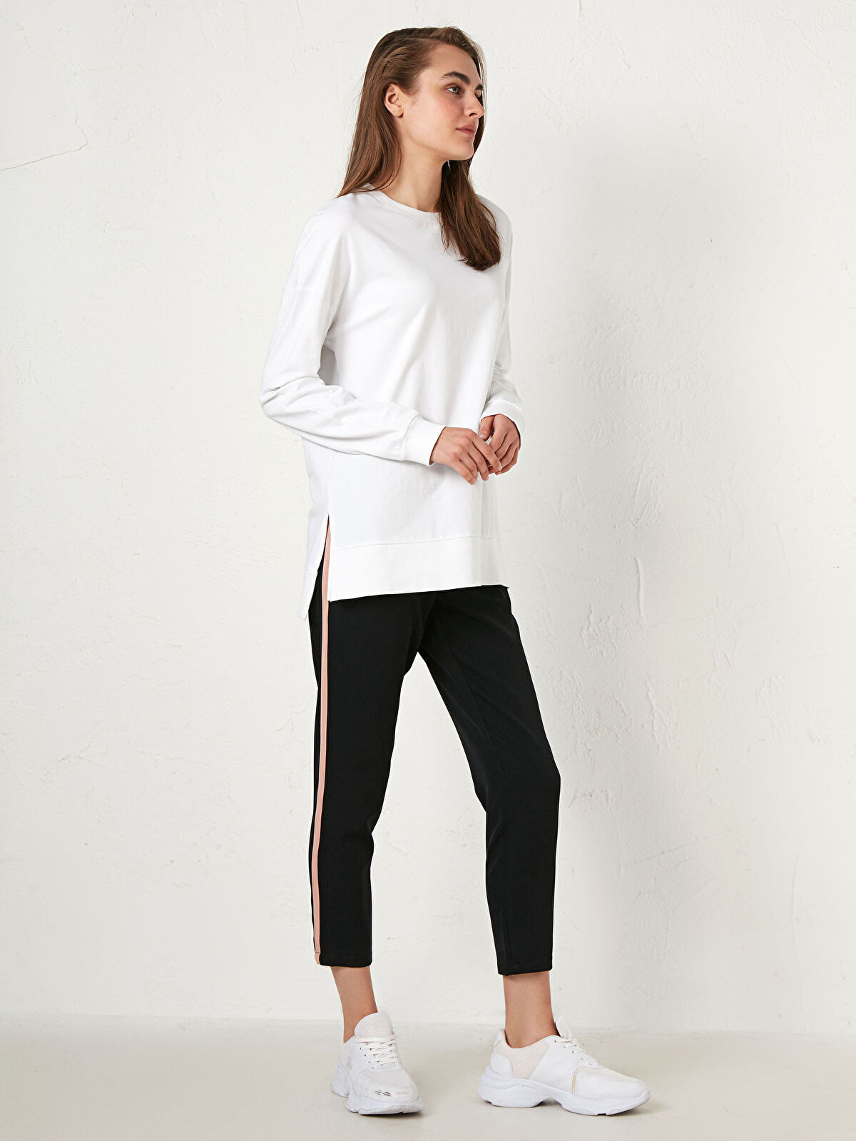 Beli Lastikli Düz Harem Pantolon