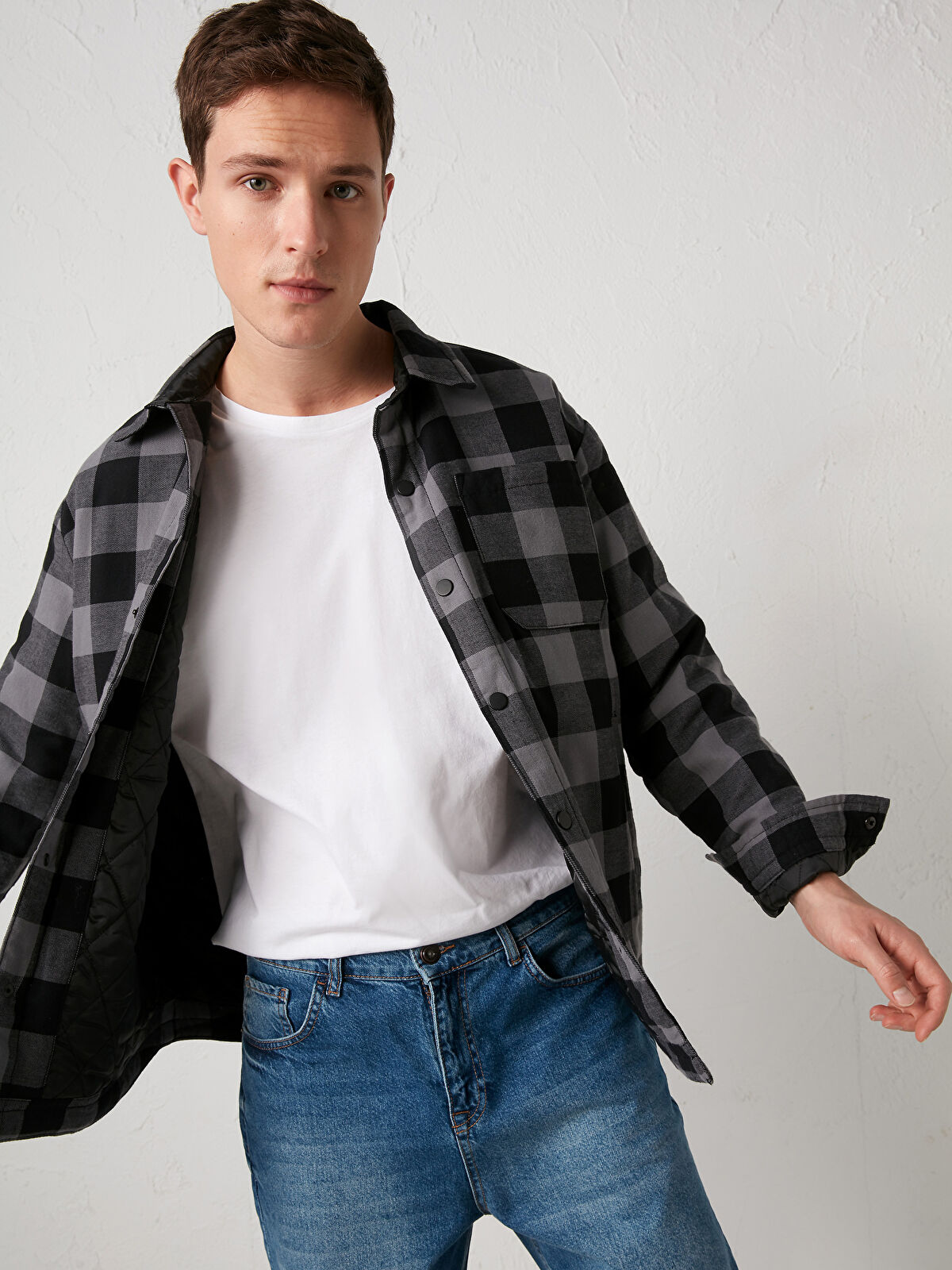 LCW CASUAL Rahat Kalıp Ekose İnce Mont