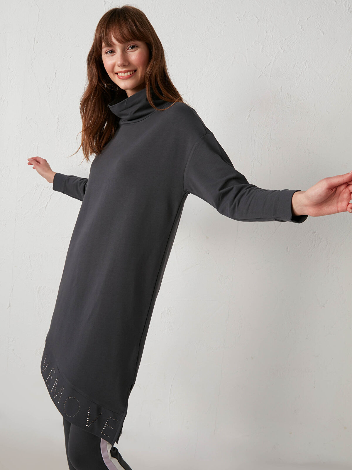 Yazı Nakışlı Pamuklu Tunik