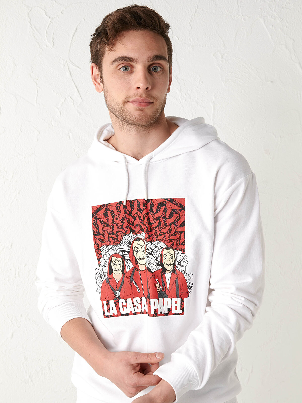 La Casa De Papel Baskılı Kapüşonlu Kalın Sweatshirt