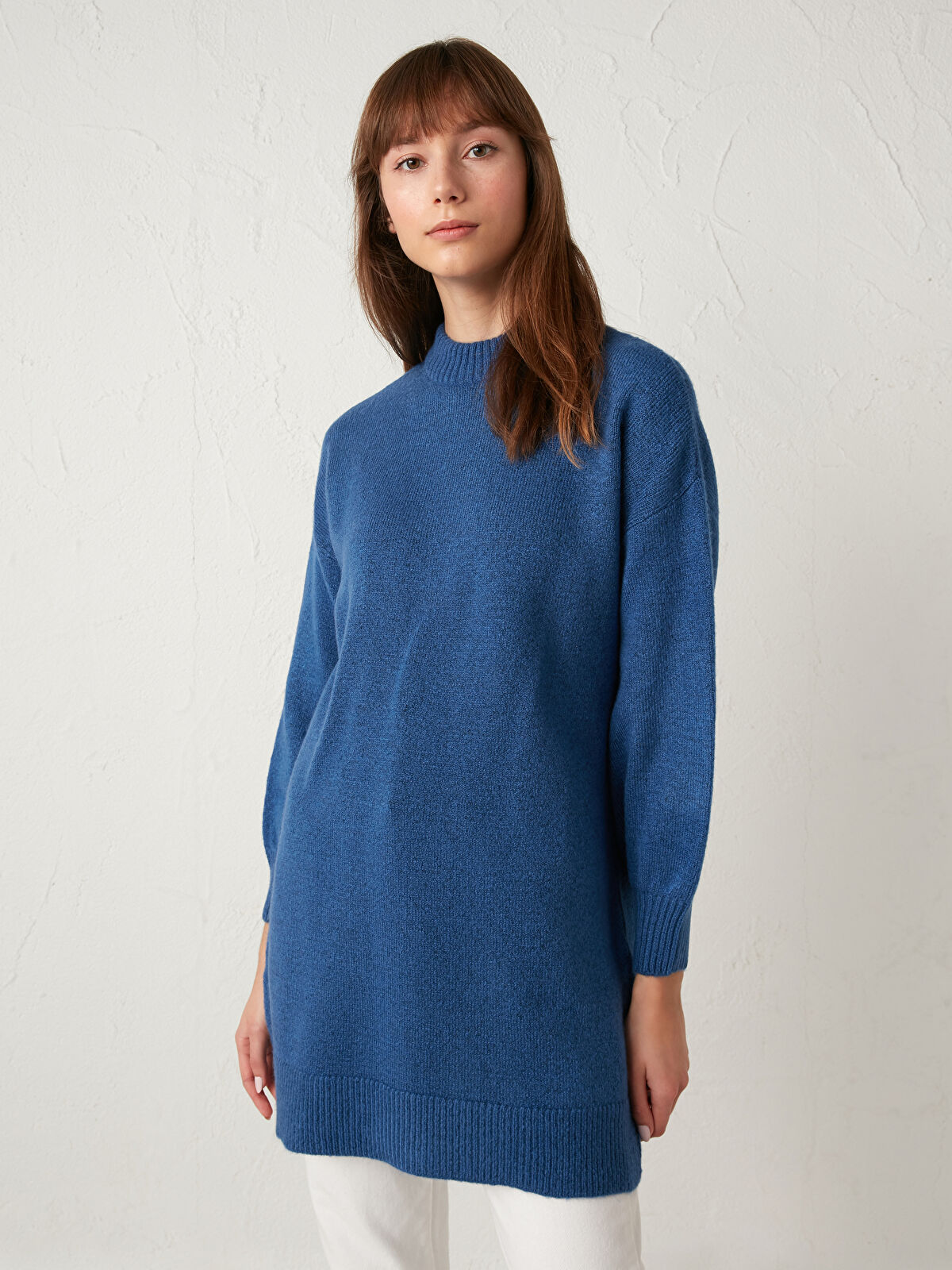 Yarım Balıkçı Yaka Oversize Triko Tunik