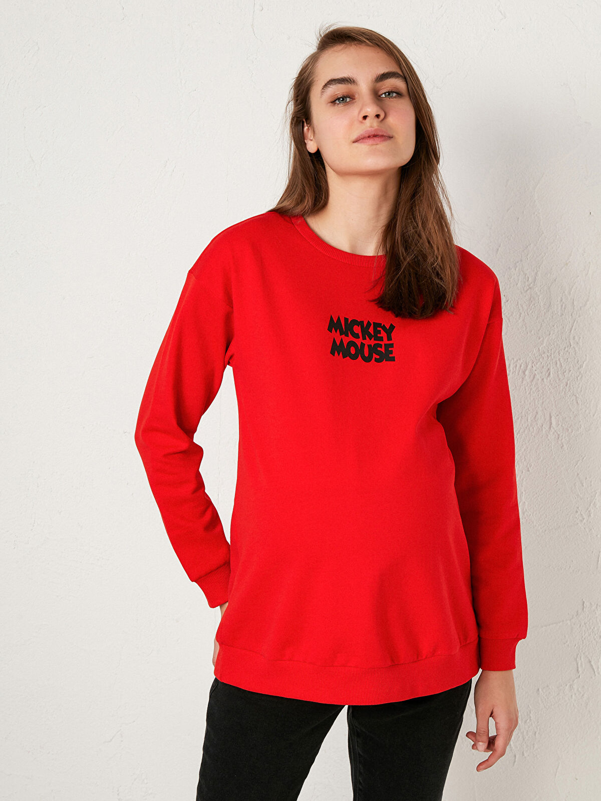 Hamile Mickey Mouse Baskılı Sweatshirt