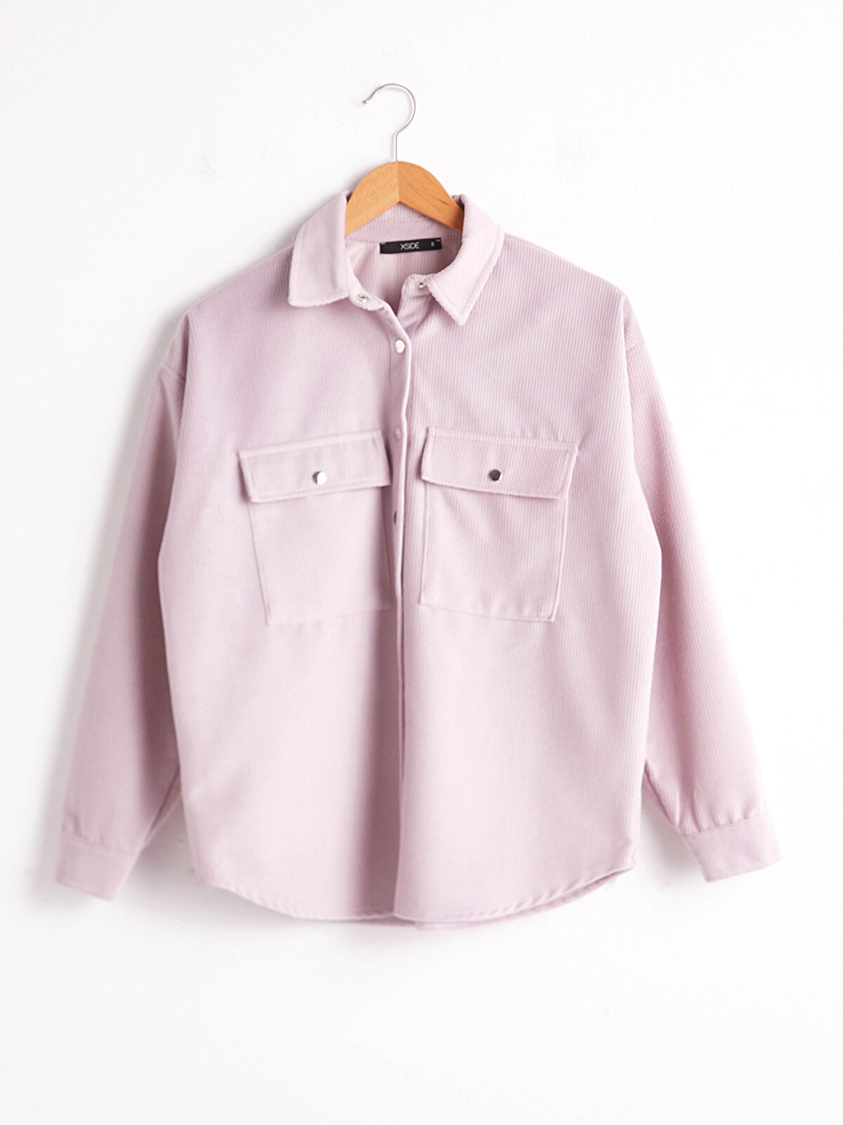 XSIDE Önden Düğme Kapamalı Düz Uzun Kollu Kadife Kadın Gömlek Ceket