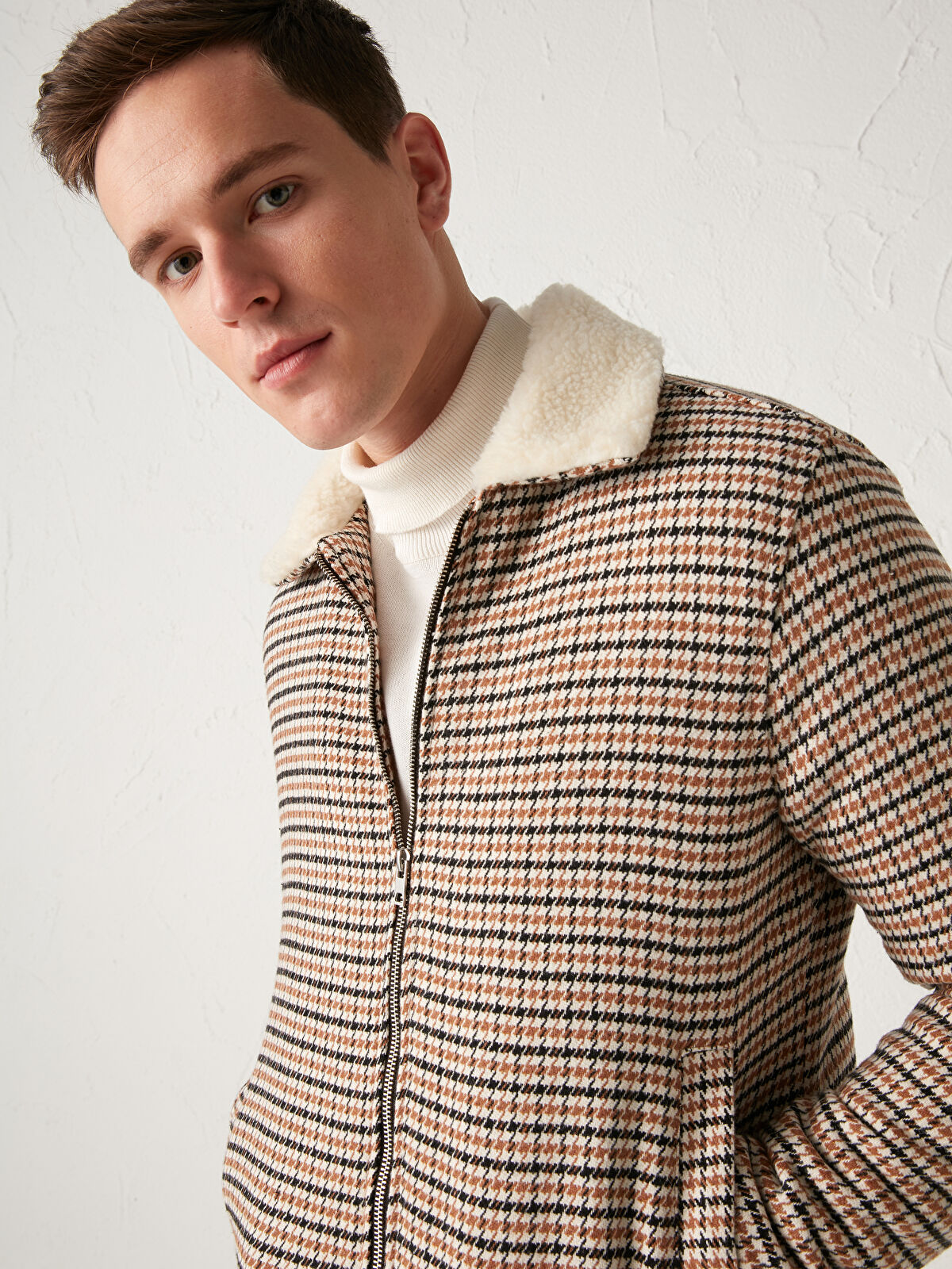 LCW VISION Slim Fit Ekose Kaşe Mont