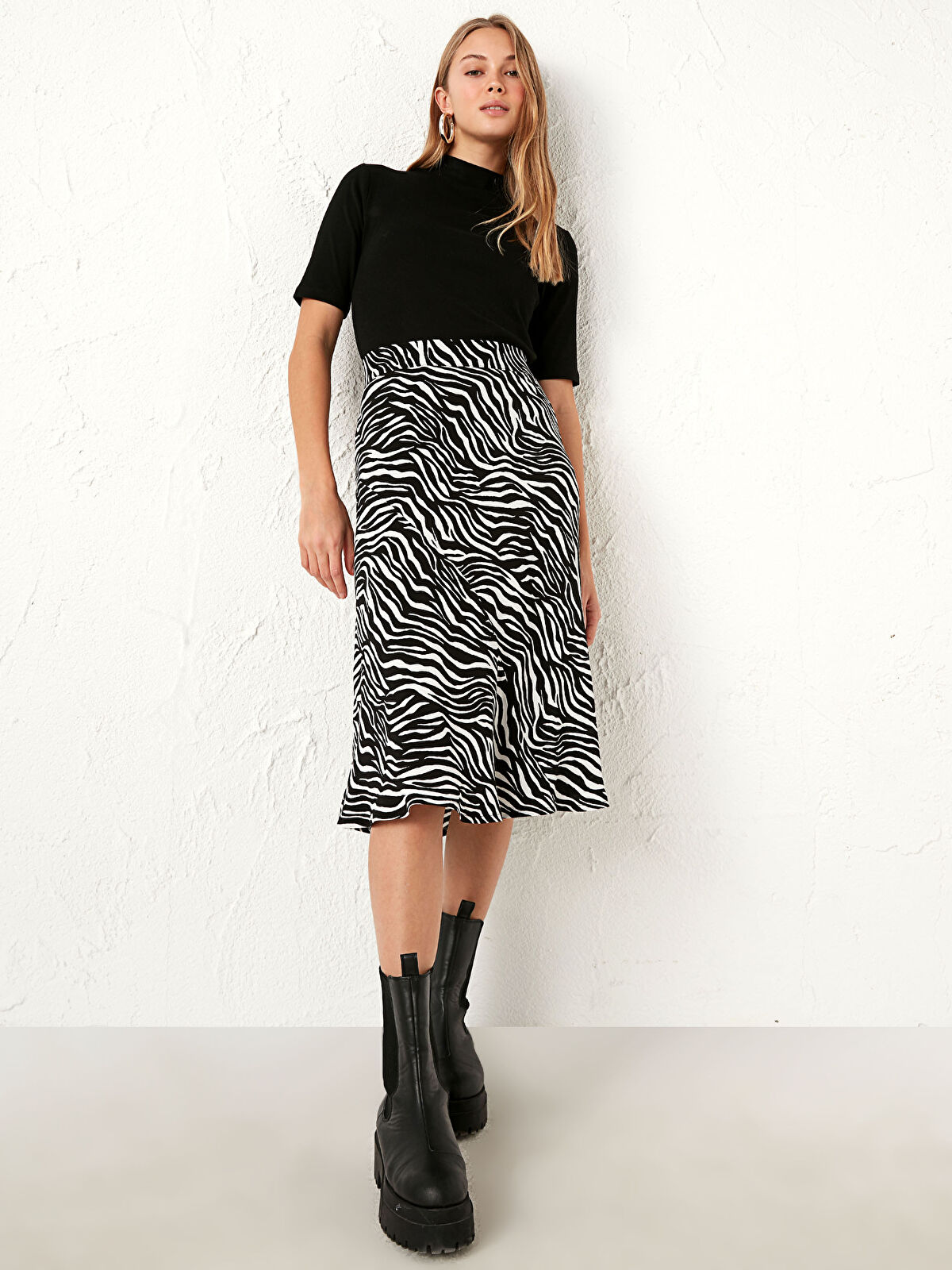 Leopar Desenli Midi Etek