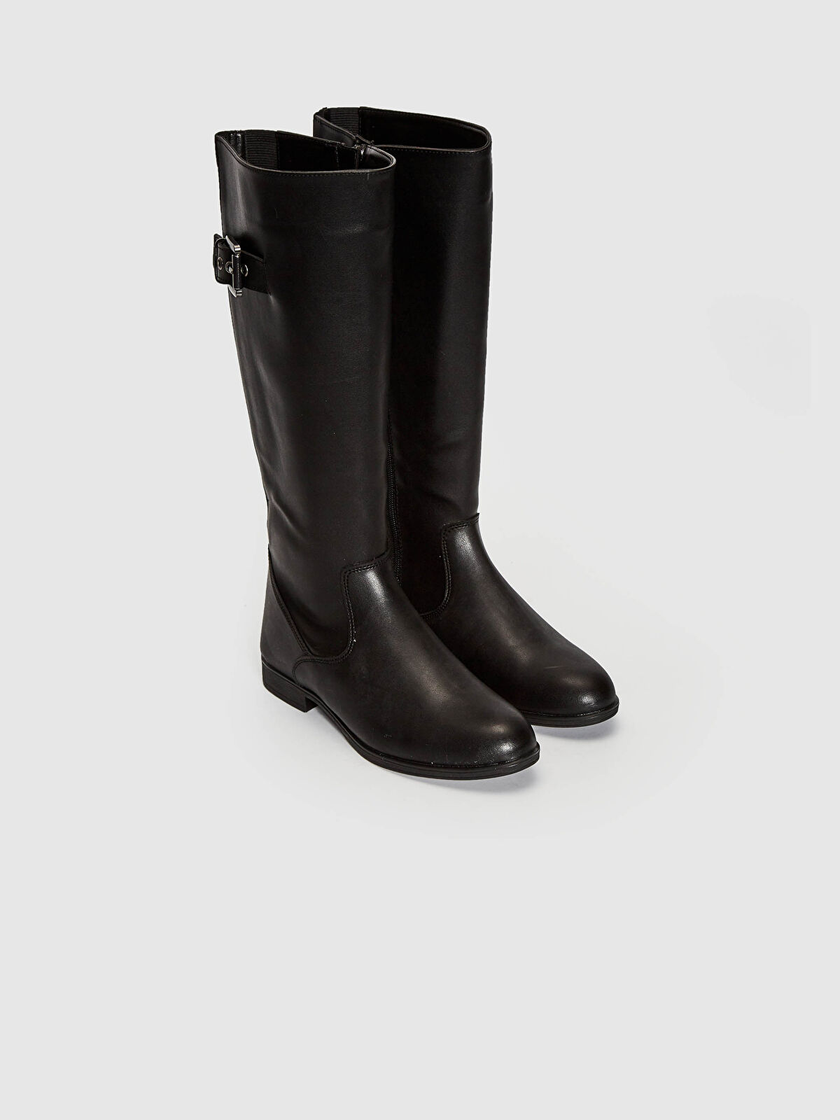 Kadın Fermuarlı Deri Görünümlü Çizme