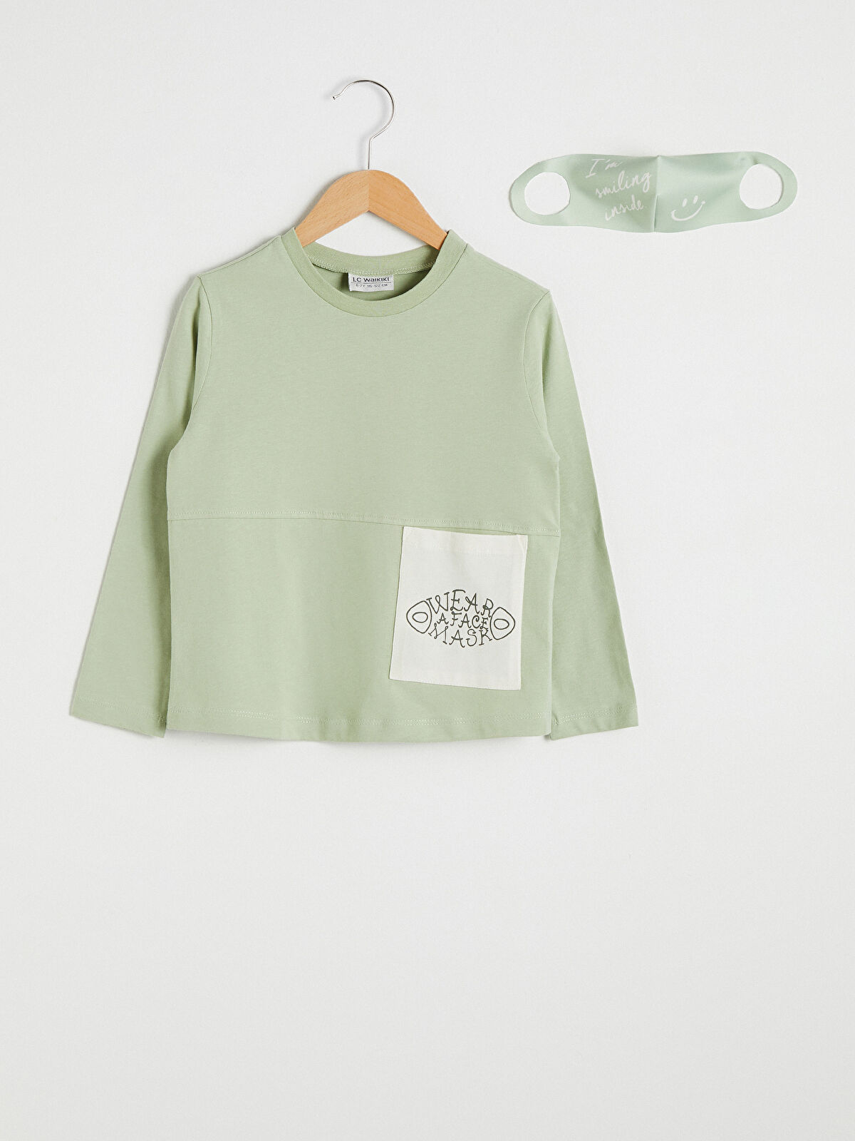 Kız Çocuk Baskılı Tişört ve Maske