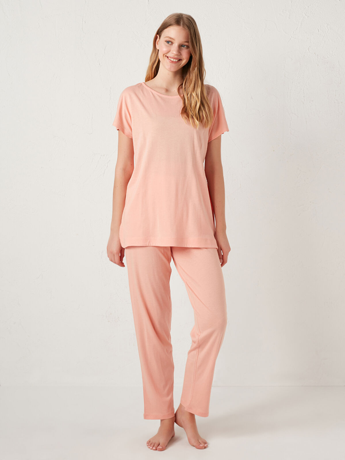 Bisiklet Yaka İnce Modal Karışımlı Kadın Pijama Takımı Bisiklet Yaka İnce Modal Karışımlı Kadın Pijama Takımı